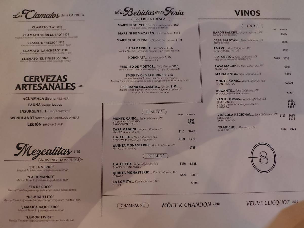 Carta del restaurante BODEGA 8, Mexicali