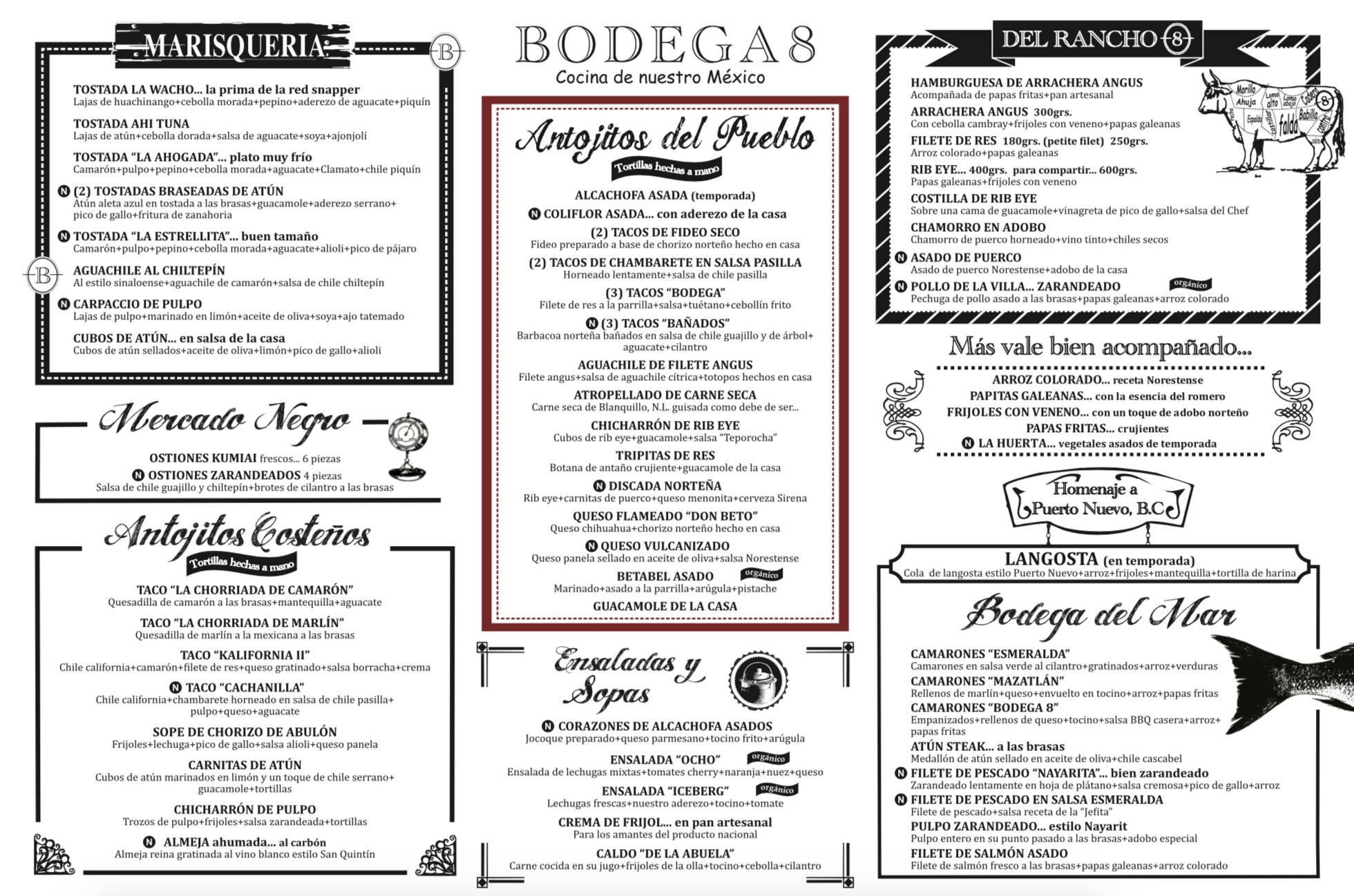 Carta del restaurante BODEGA 8, Mexicali