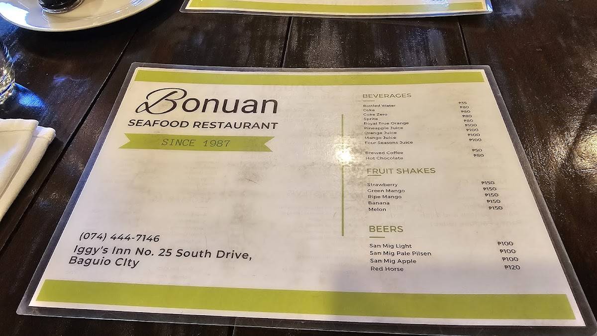Menu at BONUAN-RESTAURANT, Baguio, CJ56+P89
