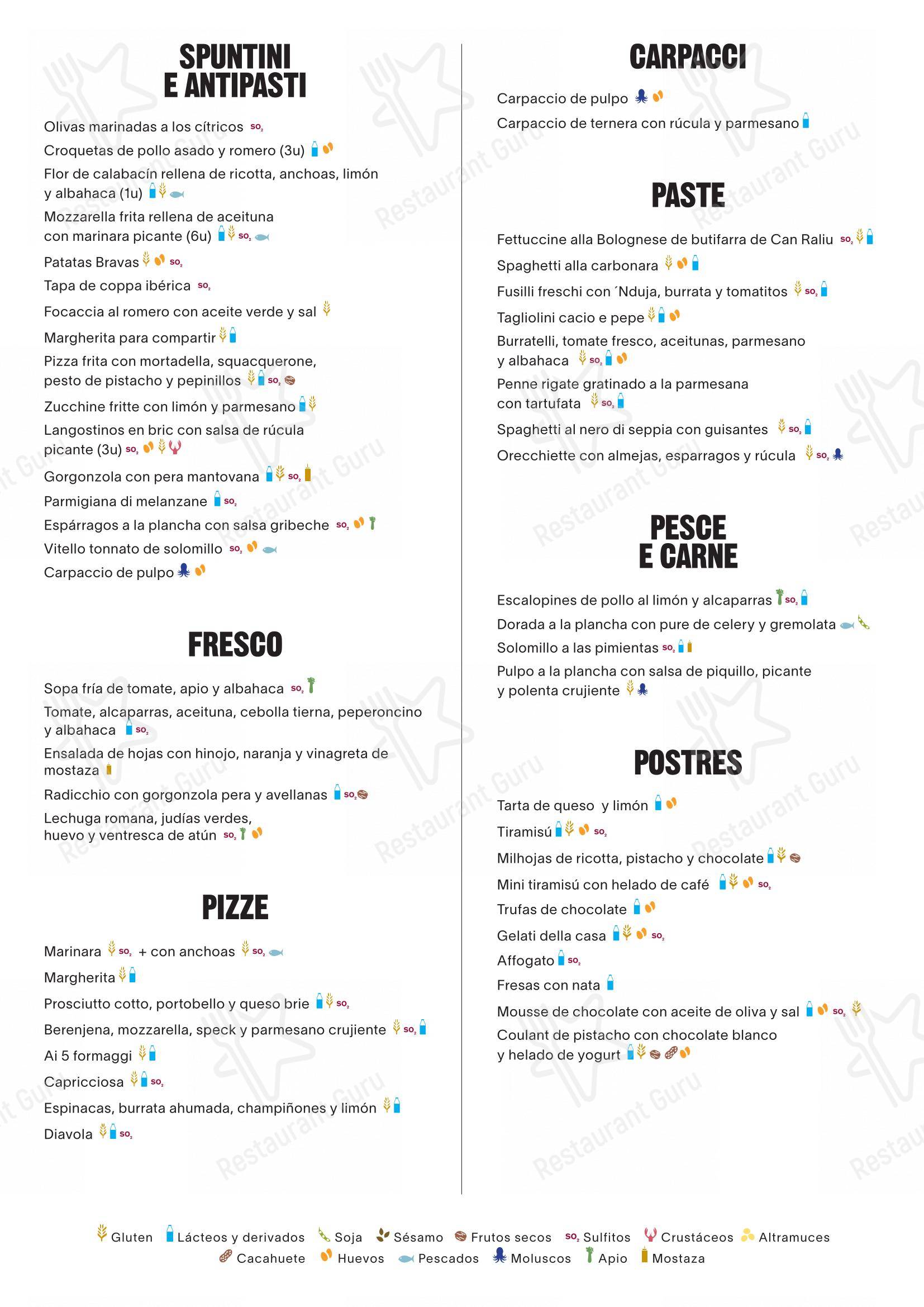 Menu at BOSCO DE LOBOS Barcelona, Barcelona
