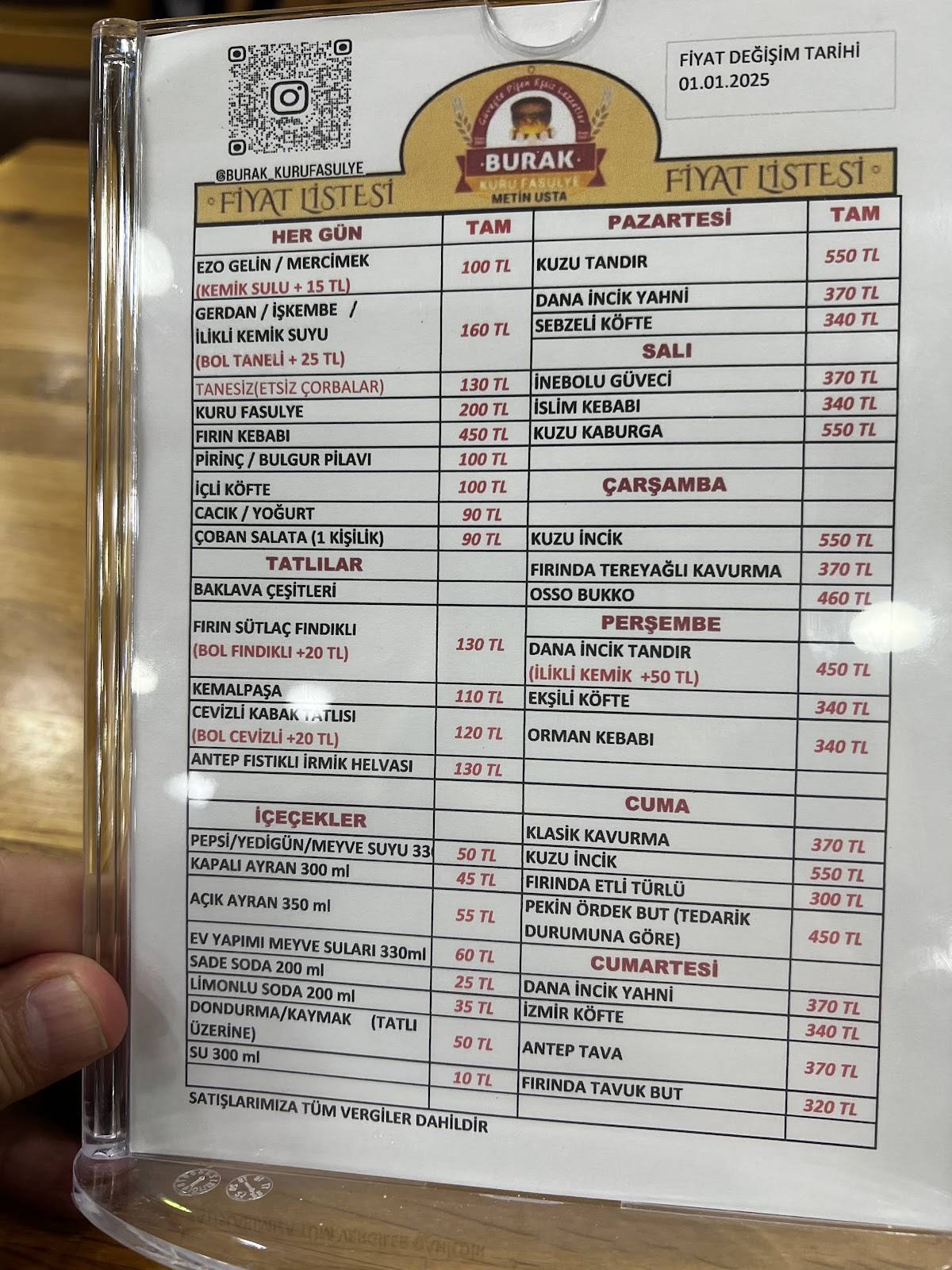 Menu at BURAK Kuru Fasulye, Yenişehir Mahallesi, Muhsin Yazıcıoğlu Cd ...