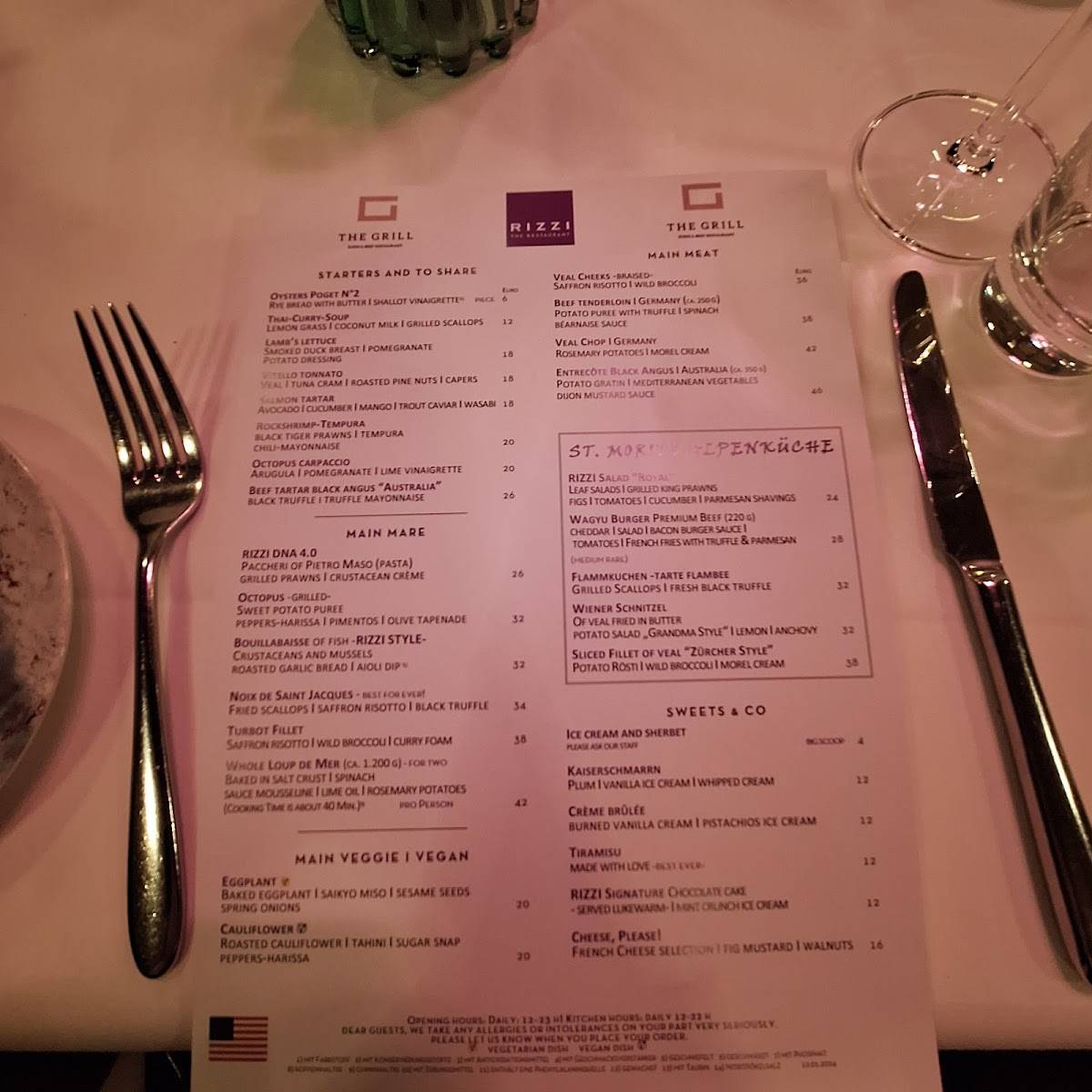 Speisekarte von RIZZI The Restaurant, Baden-Baden