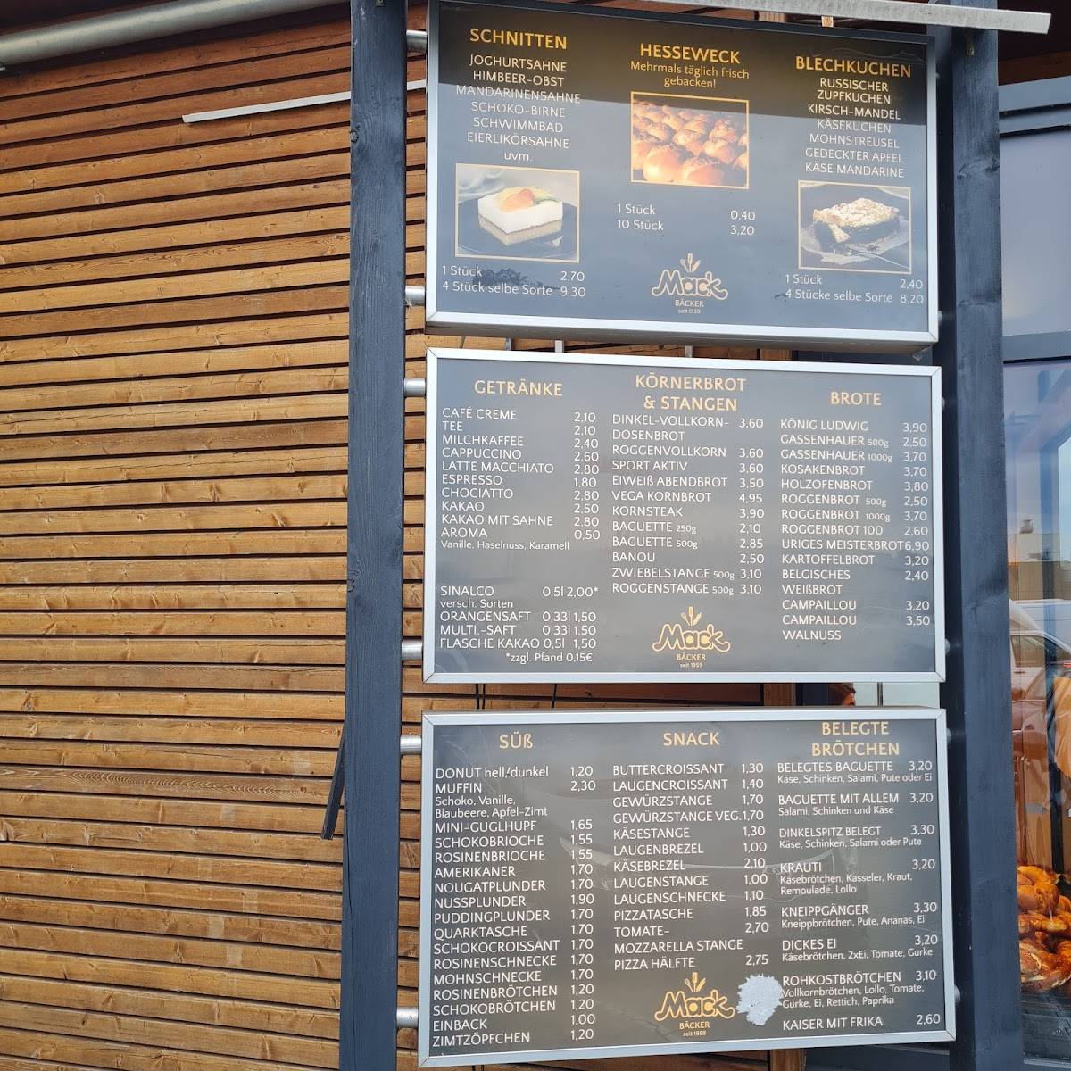 Speisekarte von Bäcker Mack cafe, Butzbach, In der Alböhn 12
