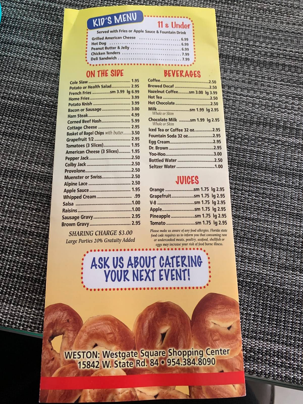 Menu at Bagelmania Restaurant, Sunrise, W State Rd 84