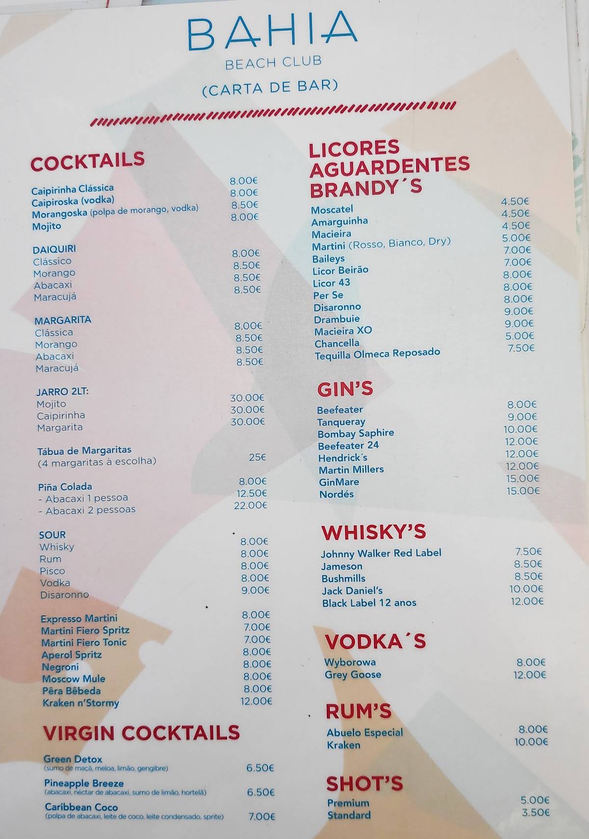 Carta de Bahia Beach Club, Caxias
