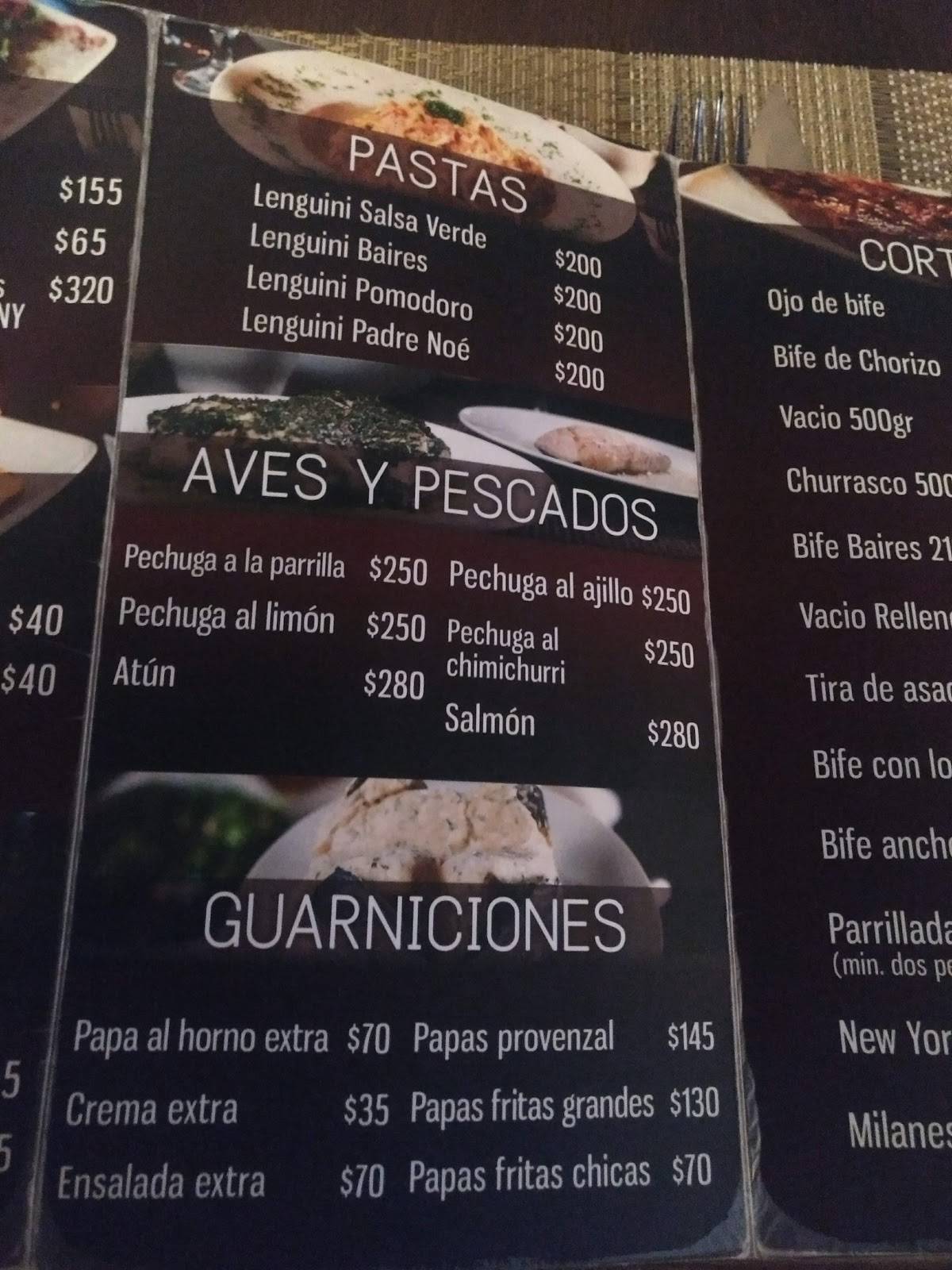 Carta de Baires Parrilla Argentina, Mexicali, Calz. Justo Sierra 1221