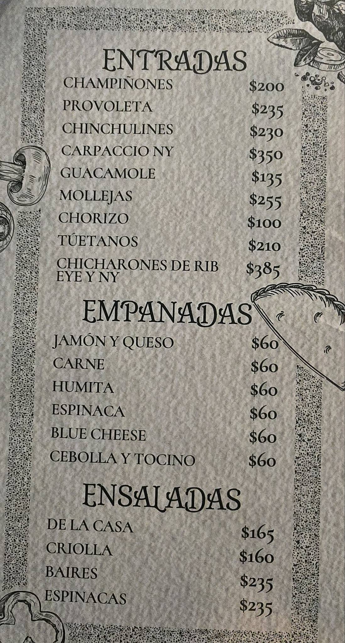 Menu at Baires Parrilla Argentina, Mexicali, Calz. Justo Sierra 1221