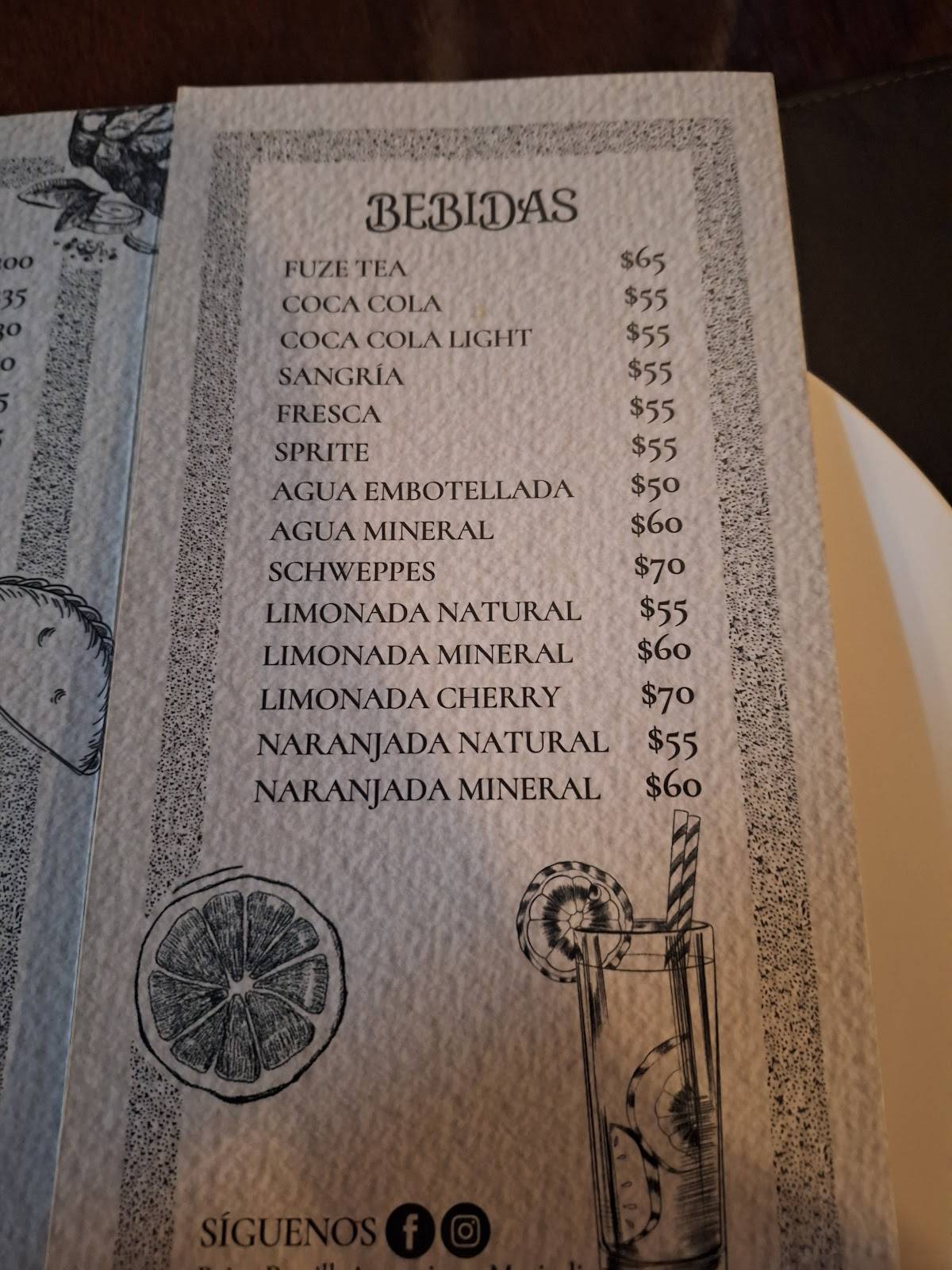 Carta de Baires Parrilla Argentina, Mexicali, Calz. Justo Sierra 1221