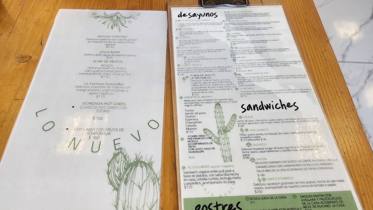 Menu at Baja Booch restaurant, Mexicali