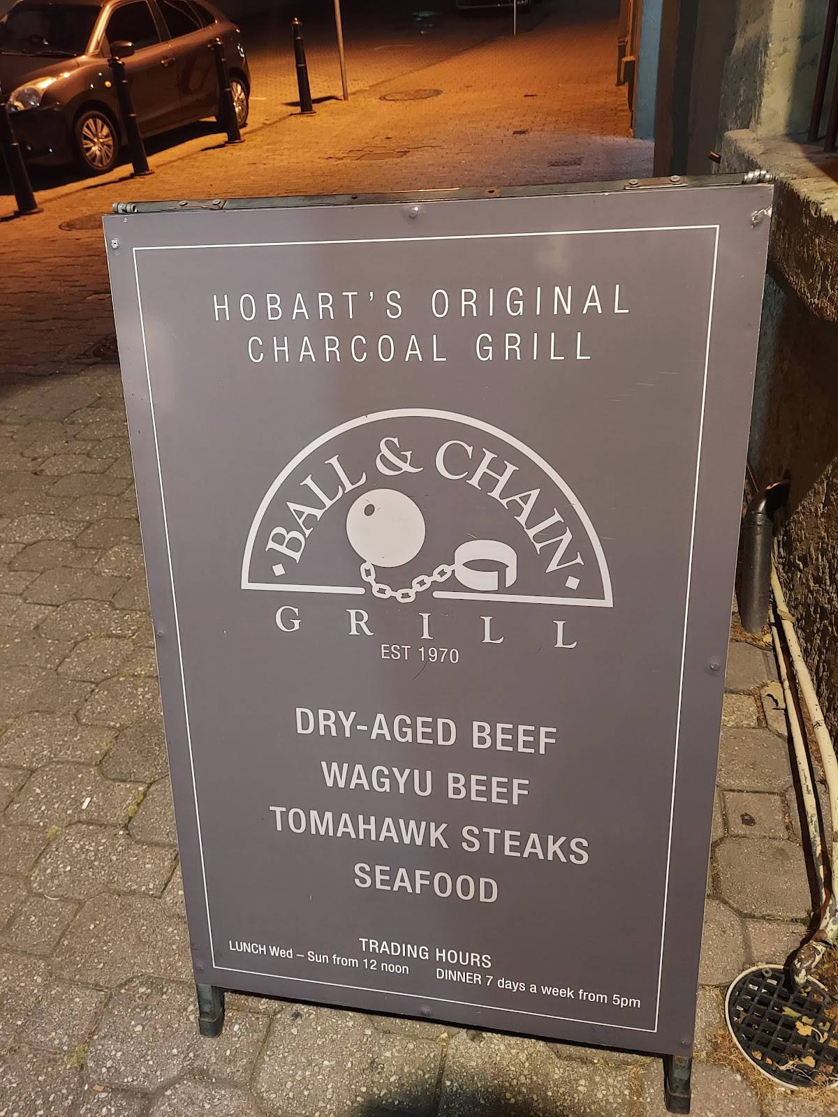 Menu at Ball & Chain Grill - Salamanca steakhouse, Hobart