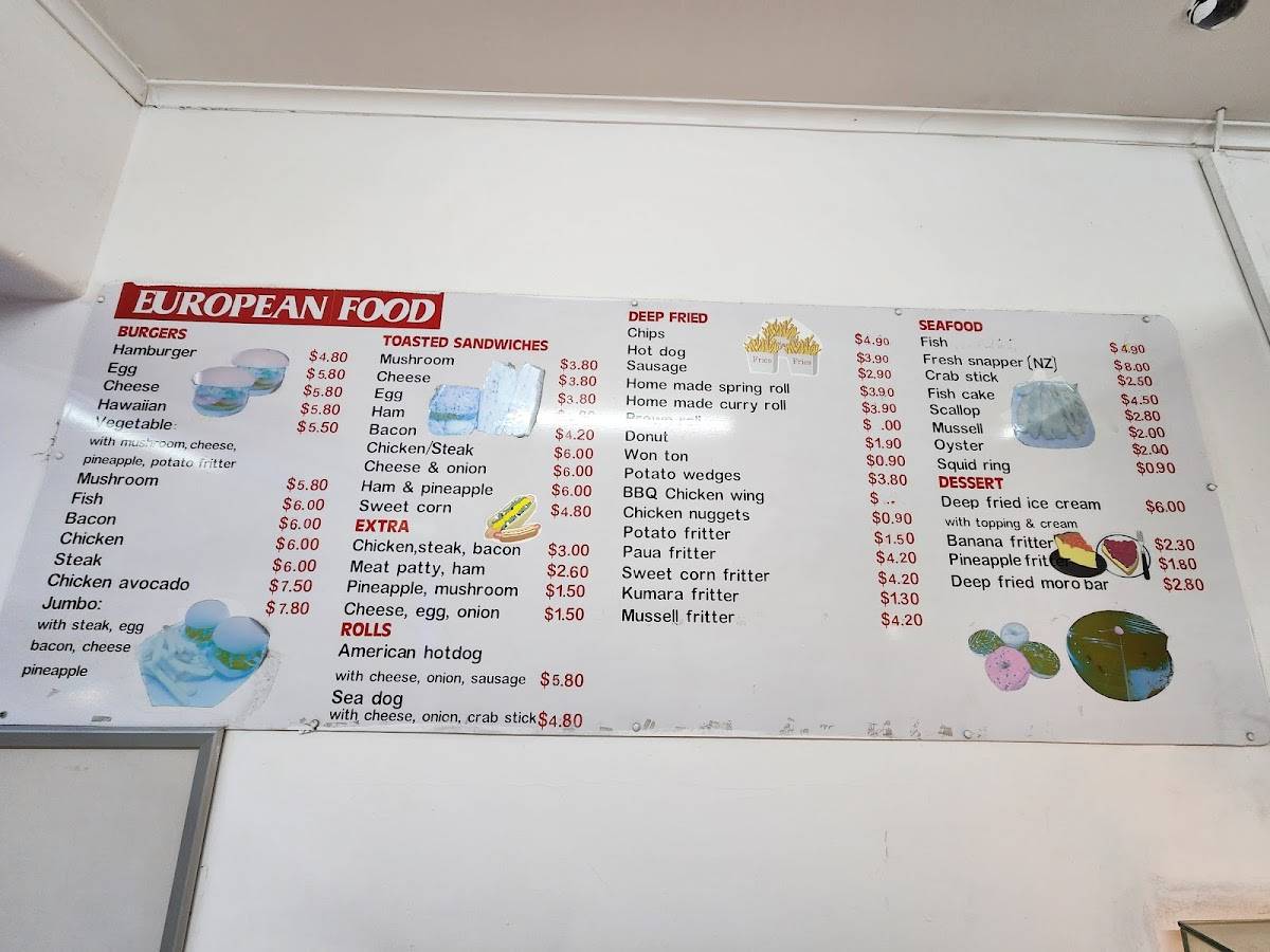 Menu at Bamboo Garden Takeaway fast food, Auckland
