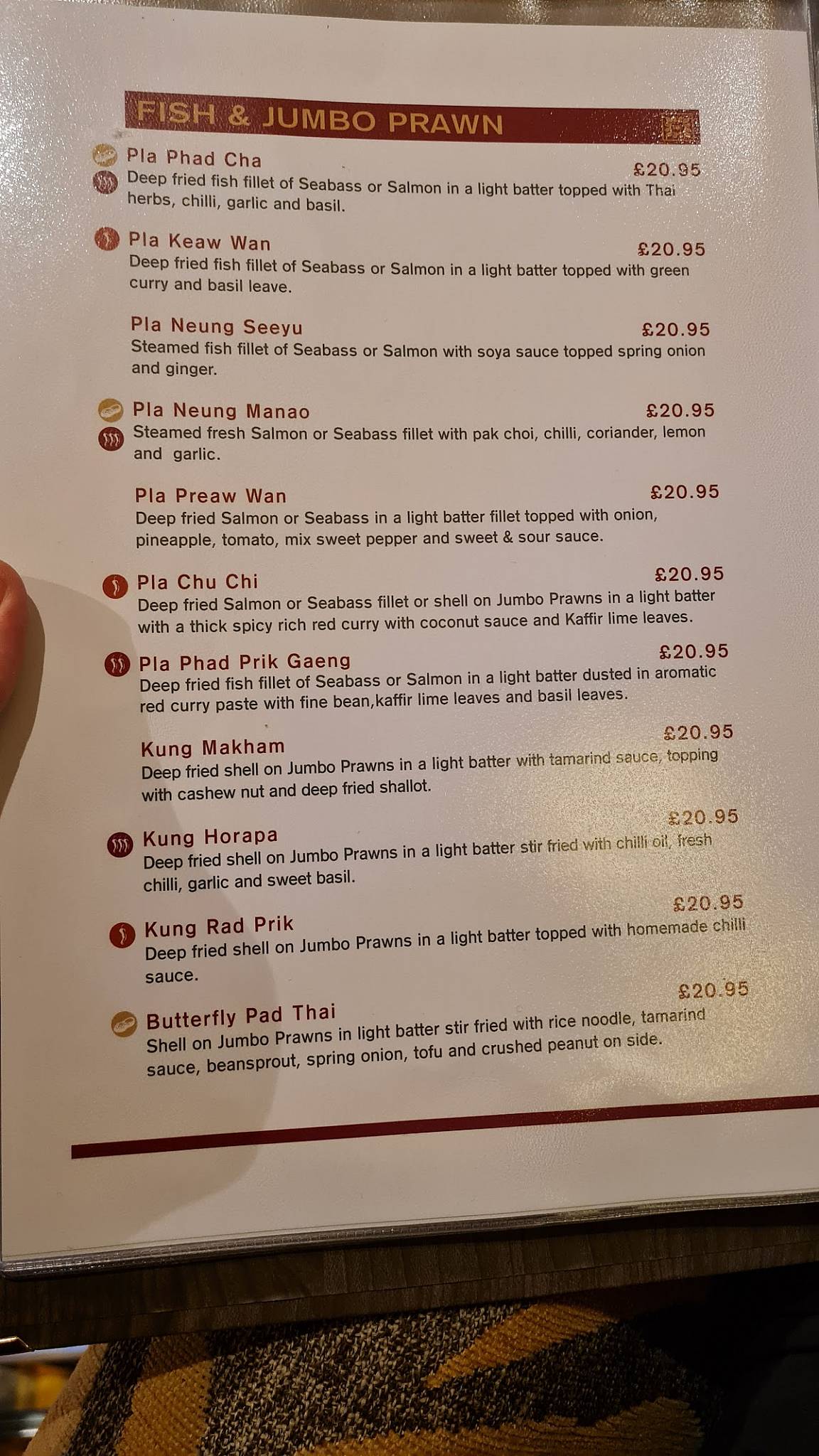 Menu at Bangkok 7 Thai Restaurant, Kendal