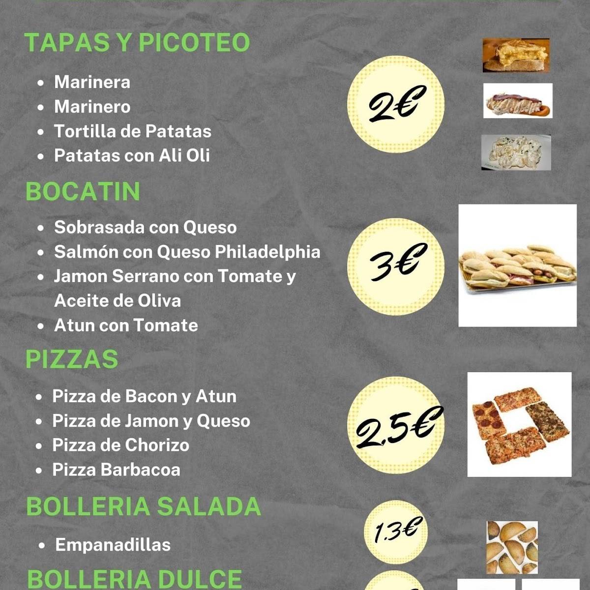 Carta de Bar Agusto, Cabo de Palos