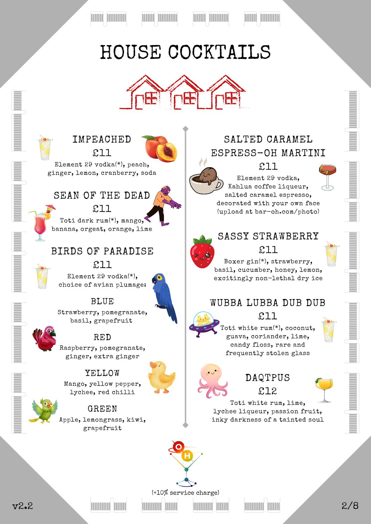 Menu at Bar -OH, Cambridge