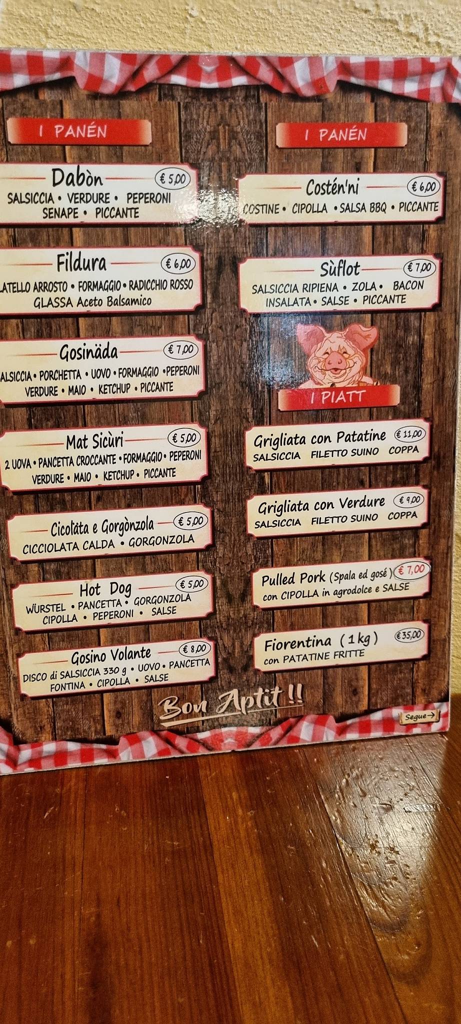 Menu da Bar Paninoteca Da Romano, Parma