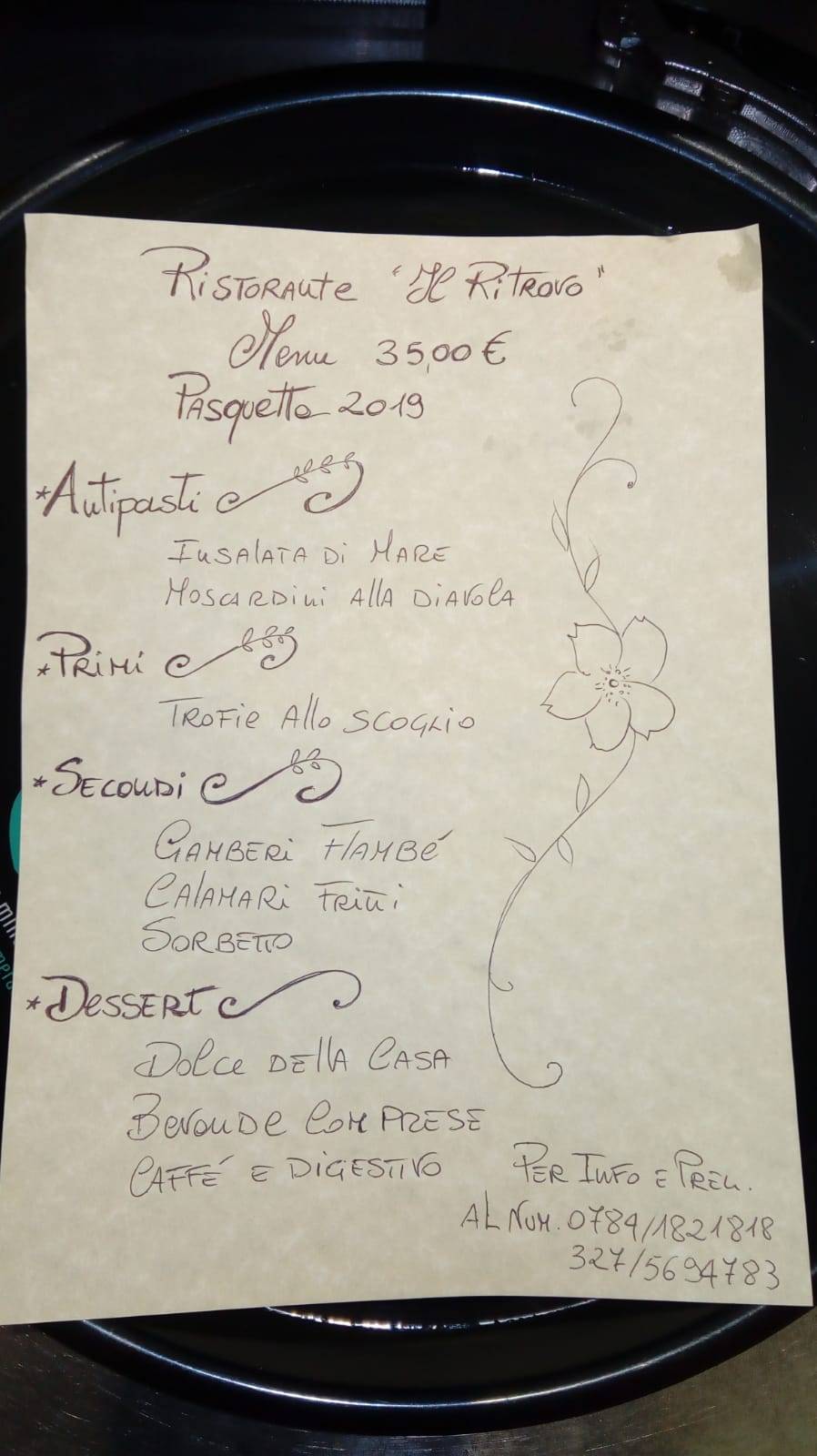 Menu da Bar Ristorante Pizzeria Il Ritrovo, Galtellì, Via Nazionale