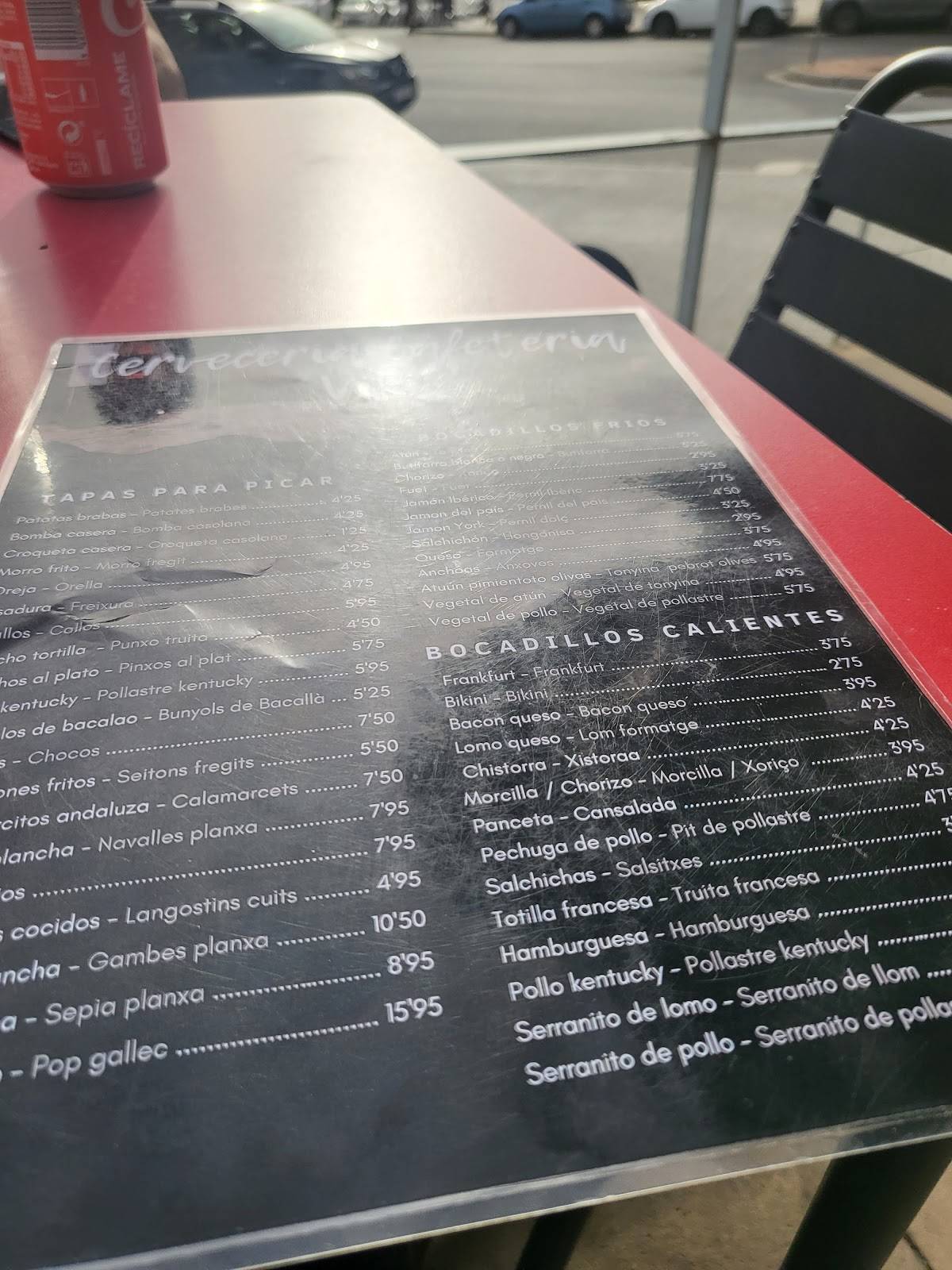 Menu at Bar Viki, Barcelona, Carrer d'Aiguablava