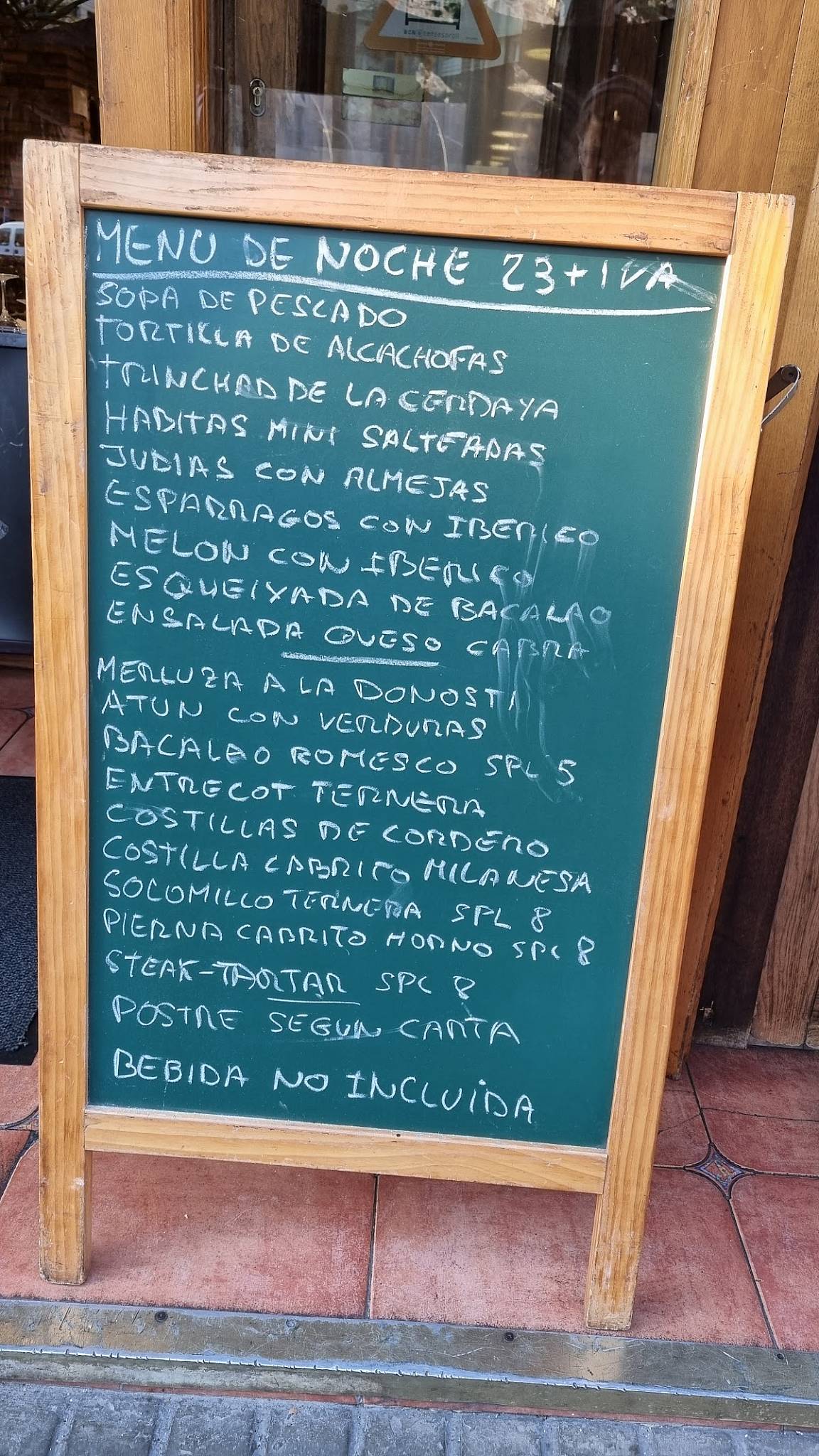 Carta del restaurante Tres Encinas, Barcelona