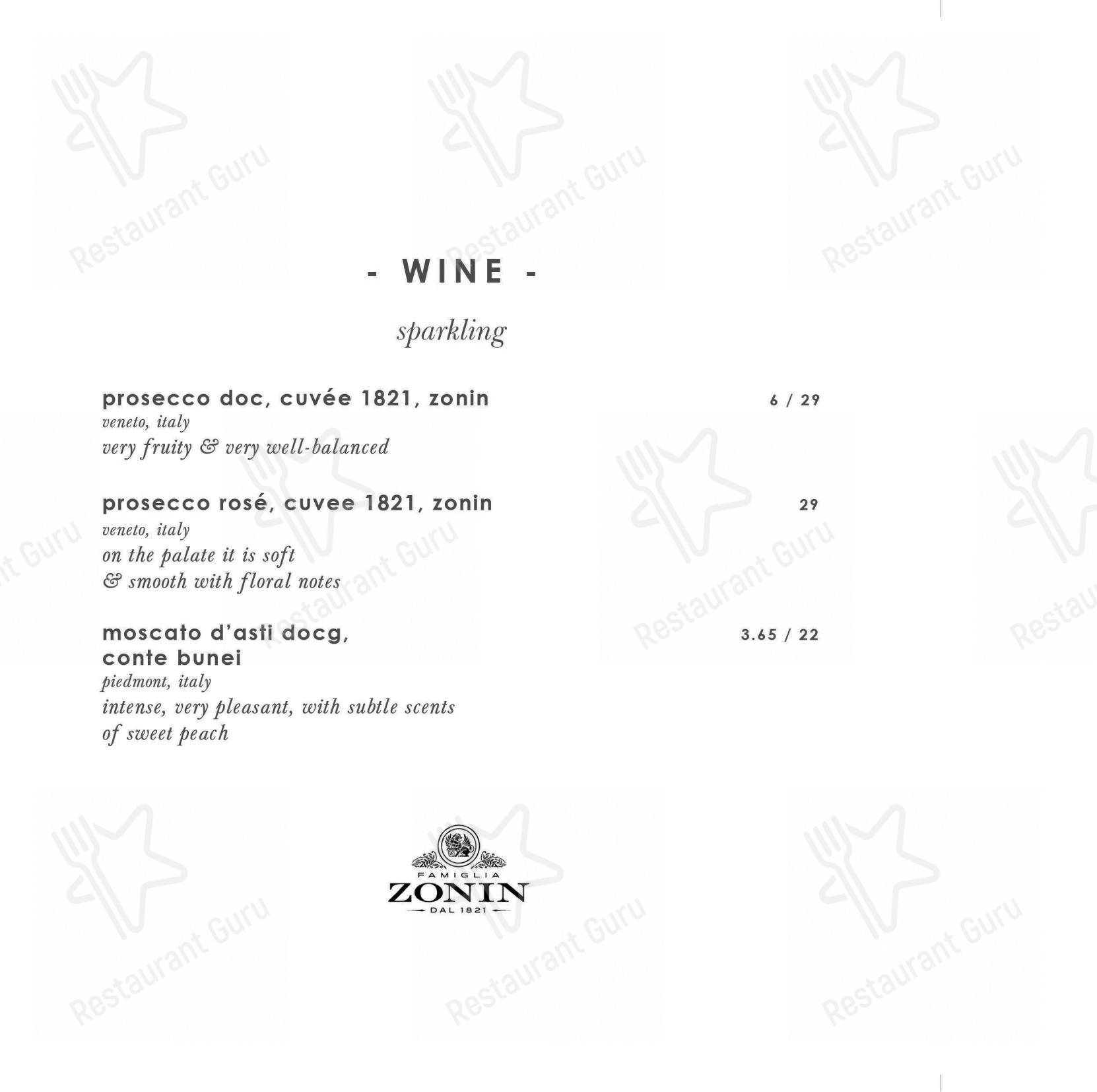 Menu at Barluga, Newcastle upon Tyne, 35 Grey St