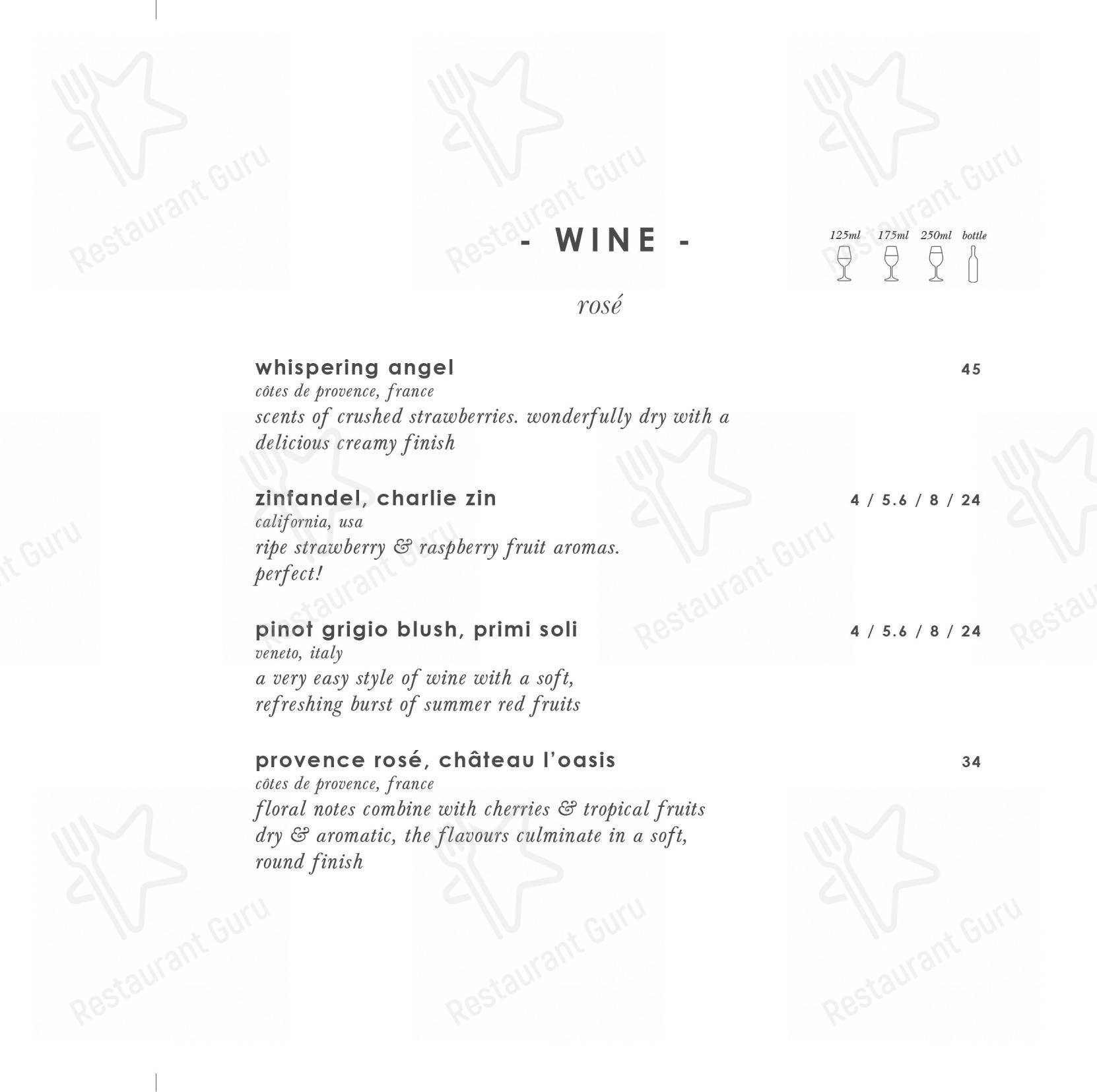 Menu at Barluga, Newcastle upon Tyne, 35 Grey St