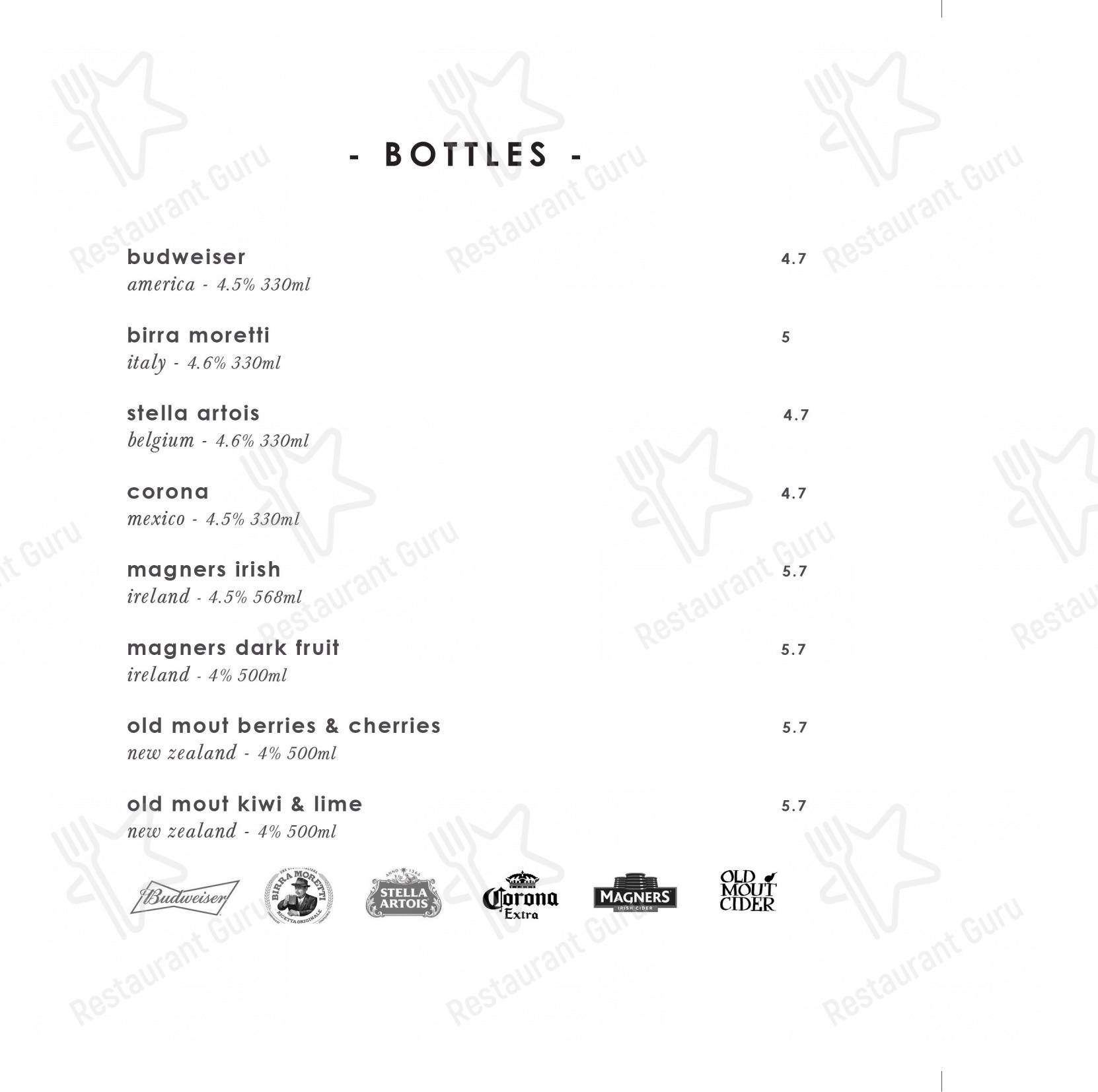 Menu at Barluga, Newcastle upon Tyne, 35 Grey St