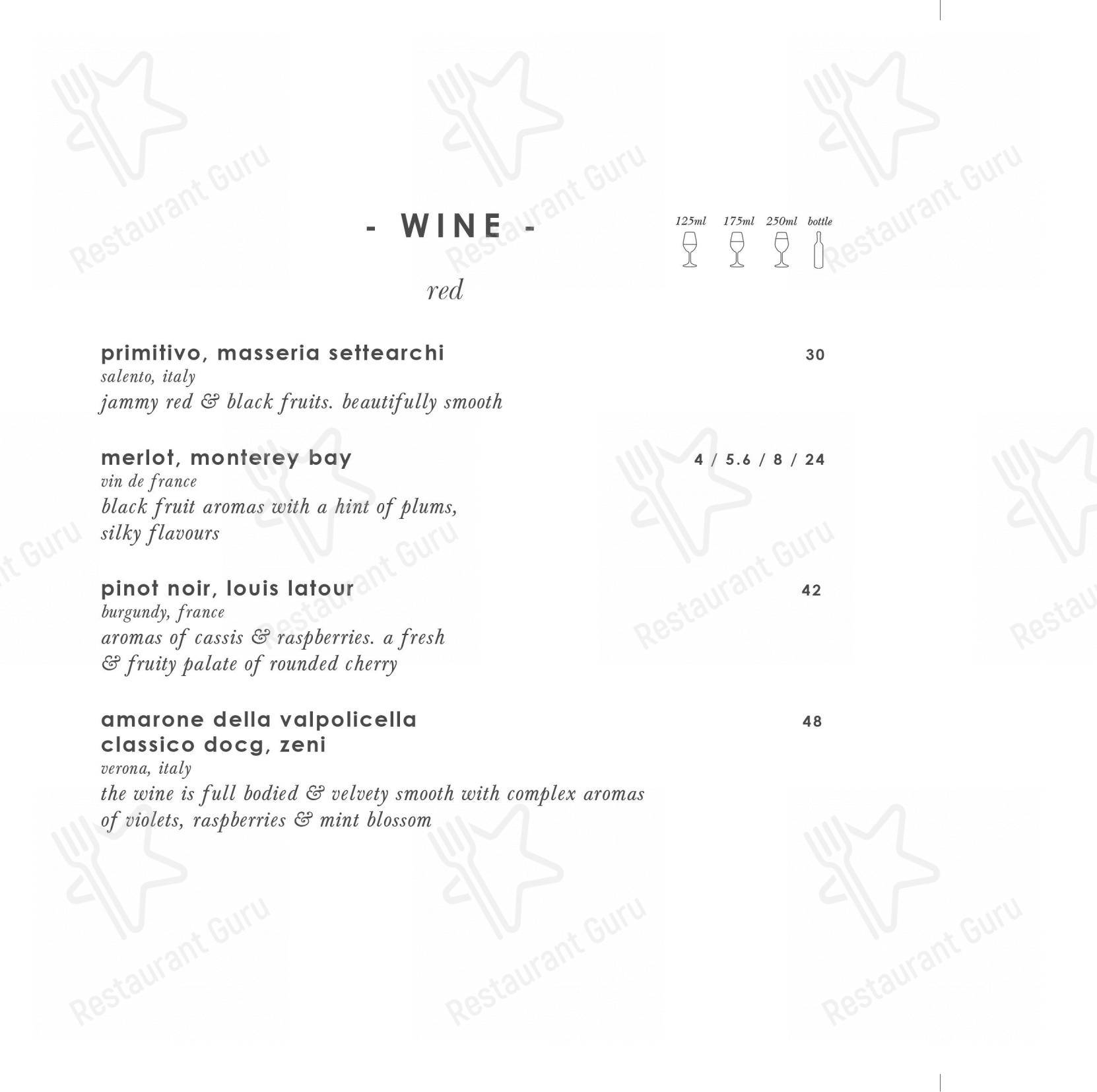 Menu at Barluga, Newcastle upon Tyne, 35 Grey St
