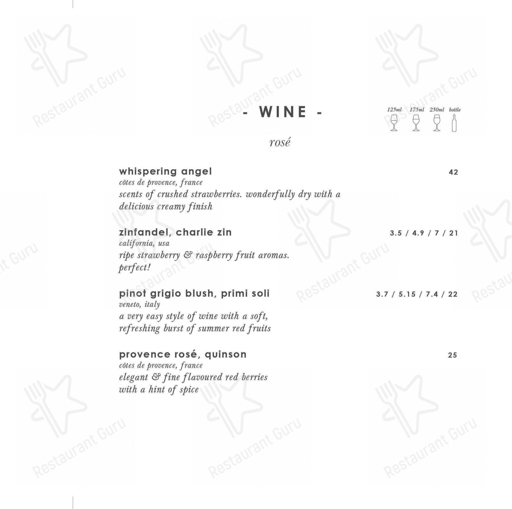 Menu at Barluga, Newcastle upon Tyne, 35 Grey St