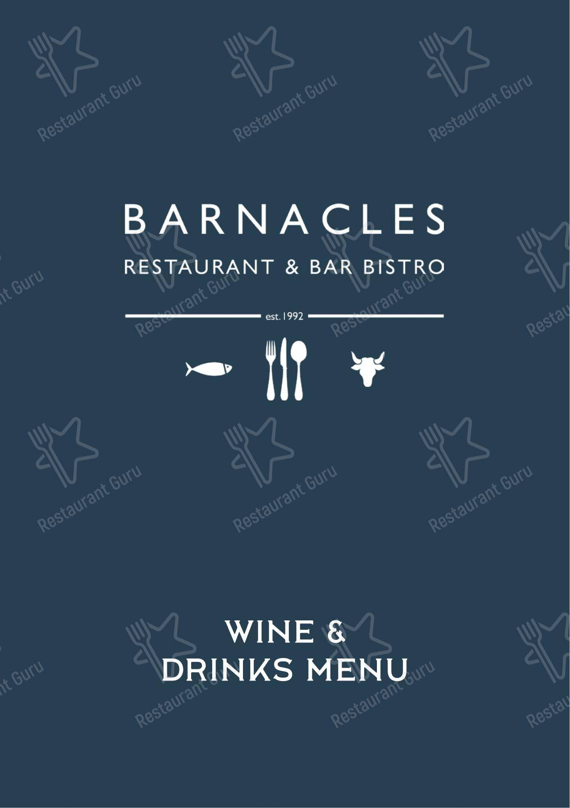 Menu at Barnacles Restaurant & Bar Bistro, Hinckley