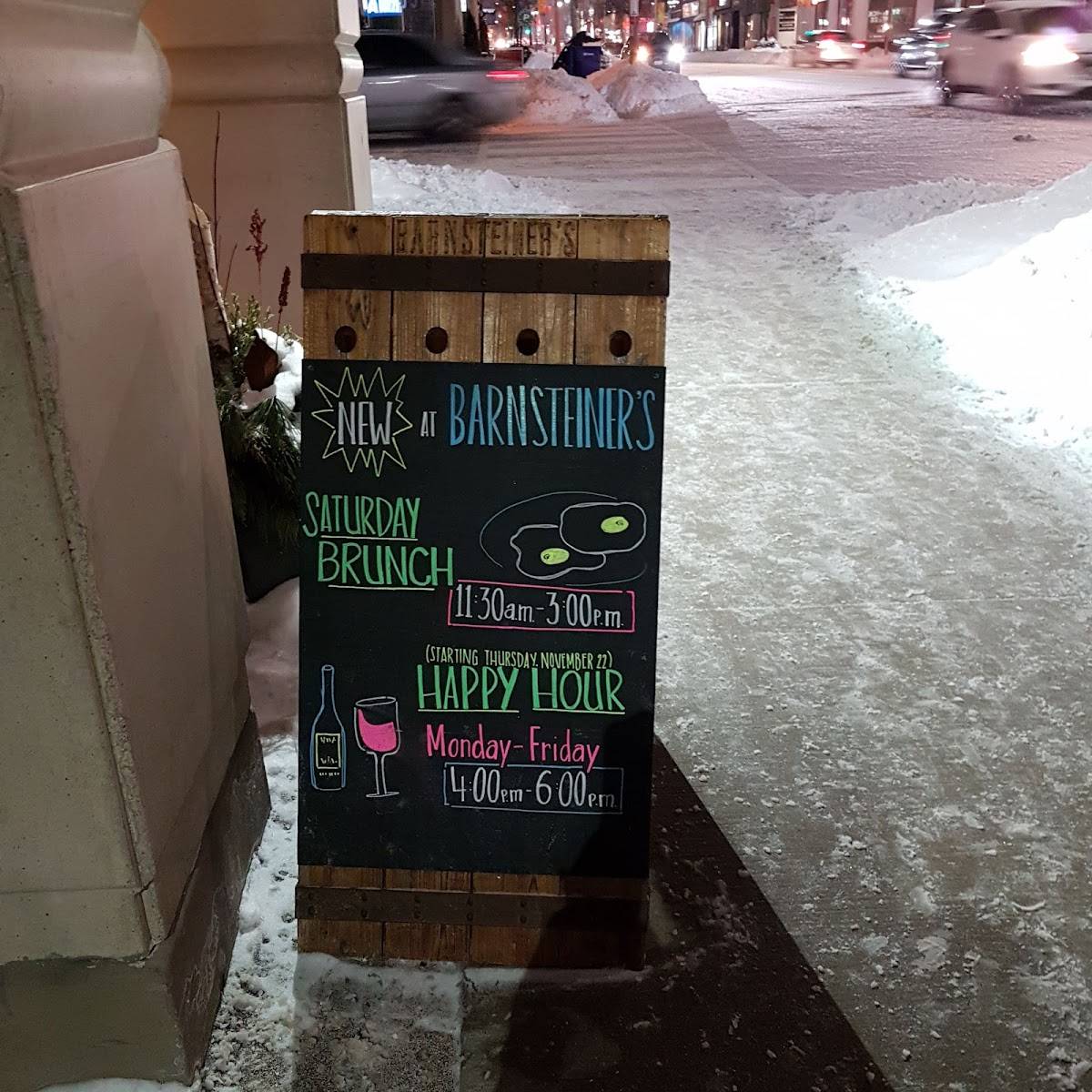 Menu at Barnsteiner's, Toronto
