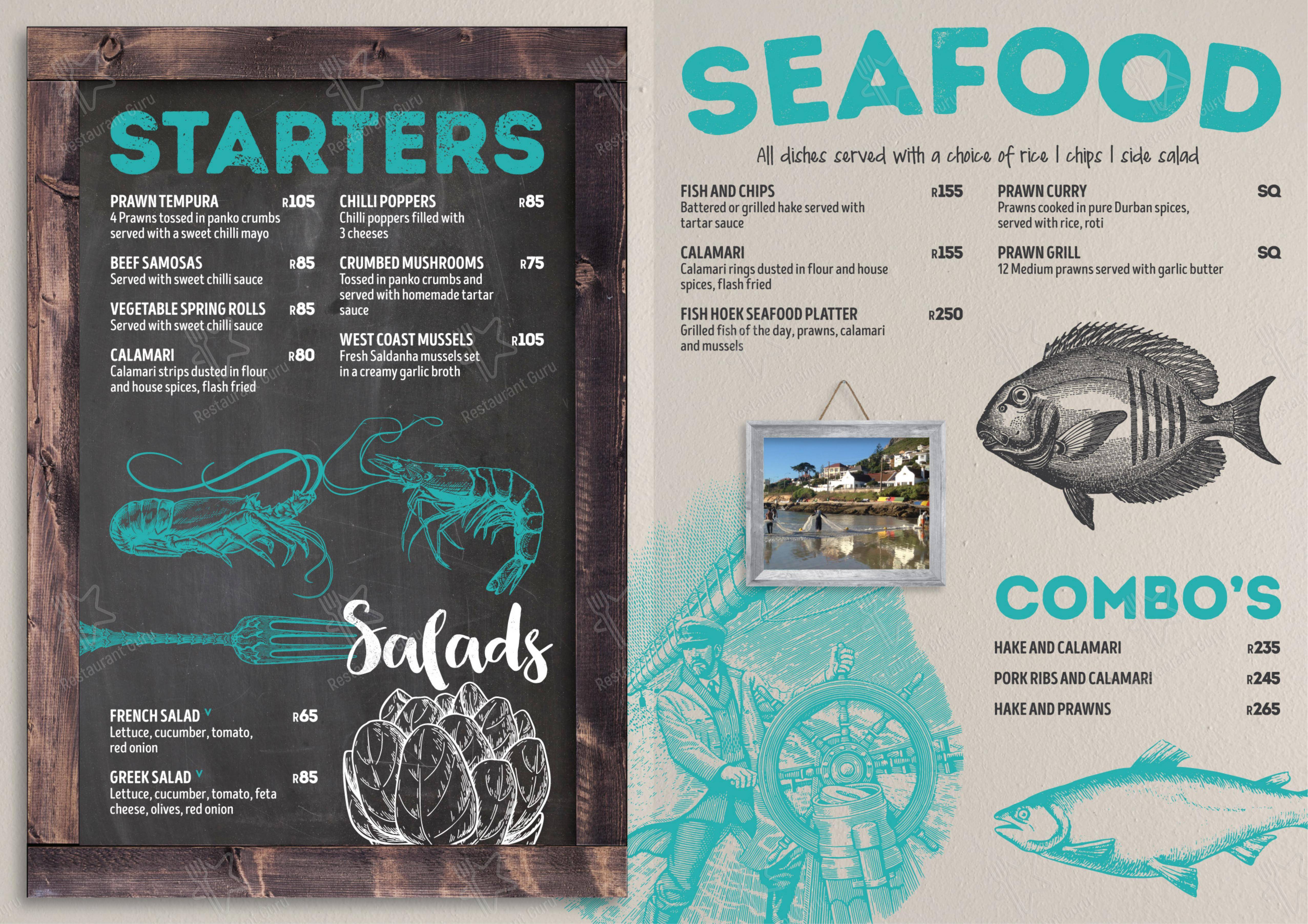Menu at Barracudas Restaurant, Cape Town