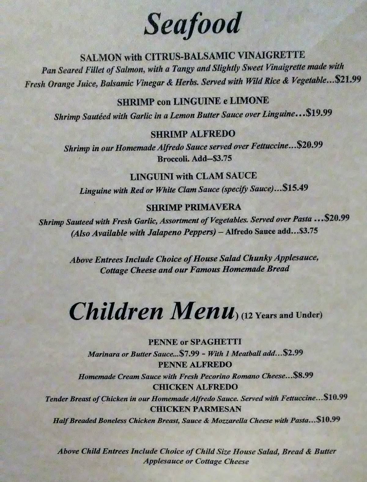 Menu at Barstow House, Nichols, 35 River St
