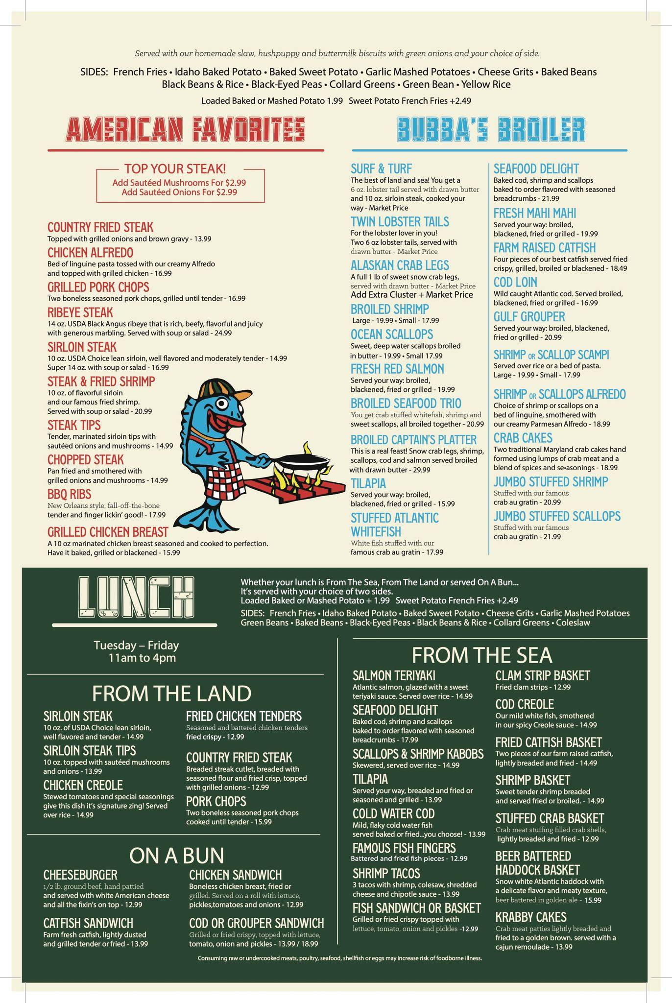 Menu at Catfish Country Restaurant, Bartow