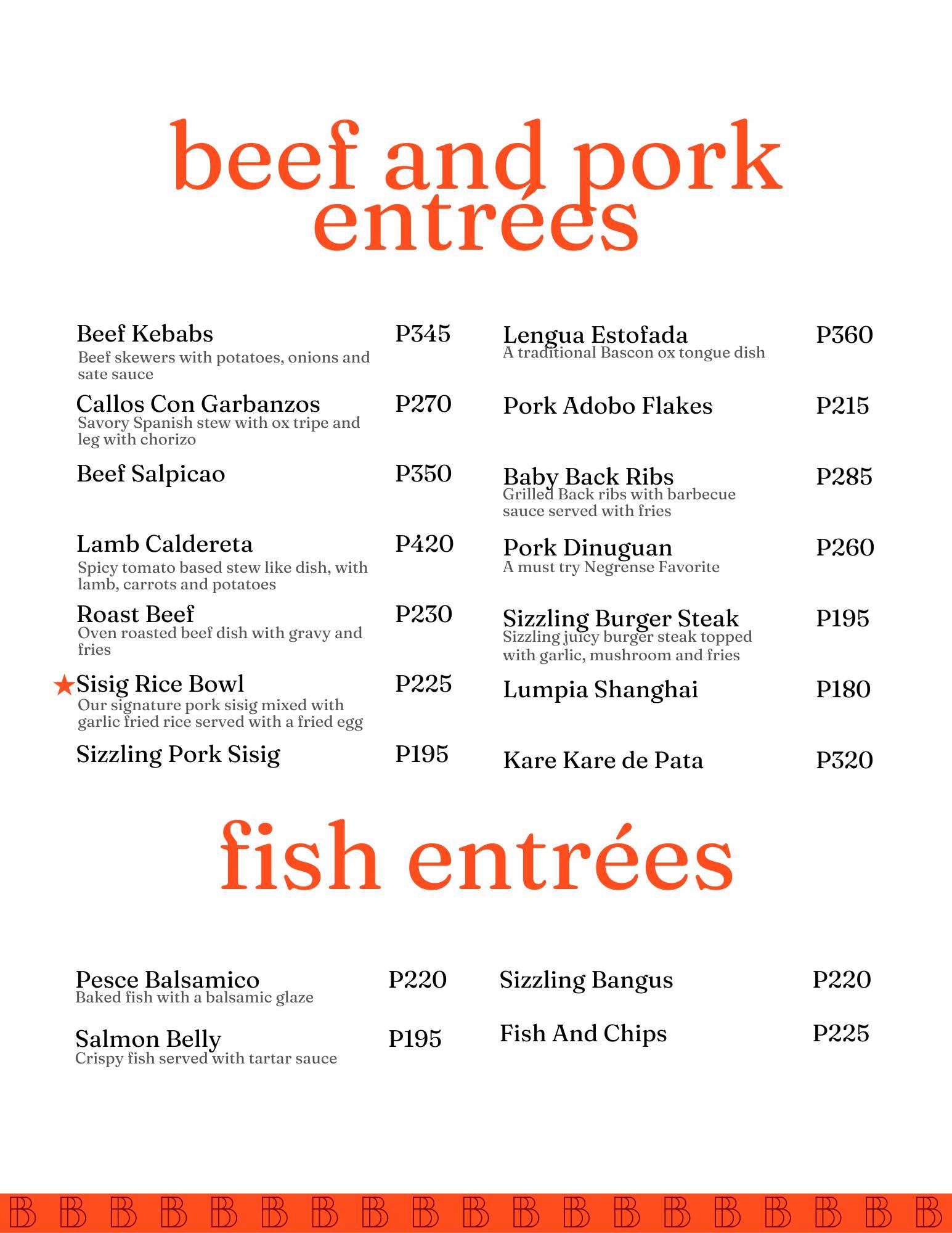 Menu at Bascon Cafe, Bacolod, 27 Lacson St