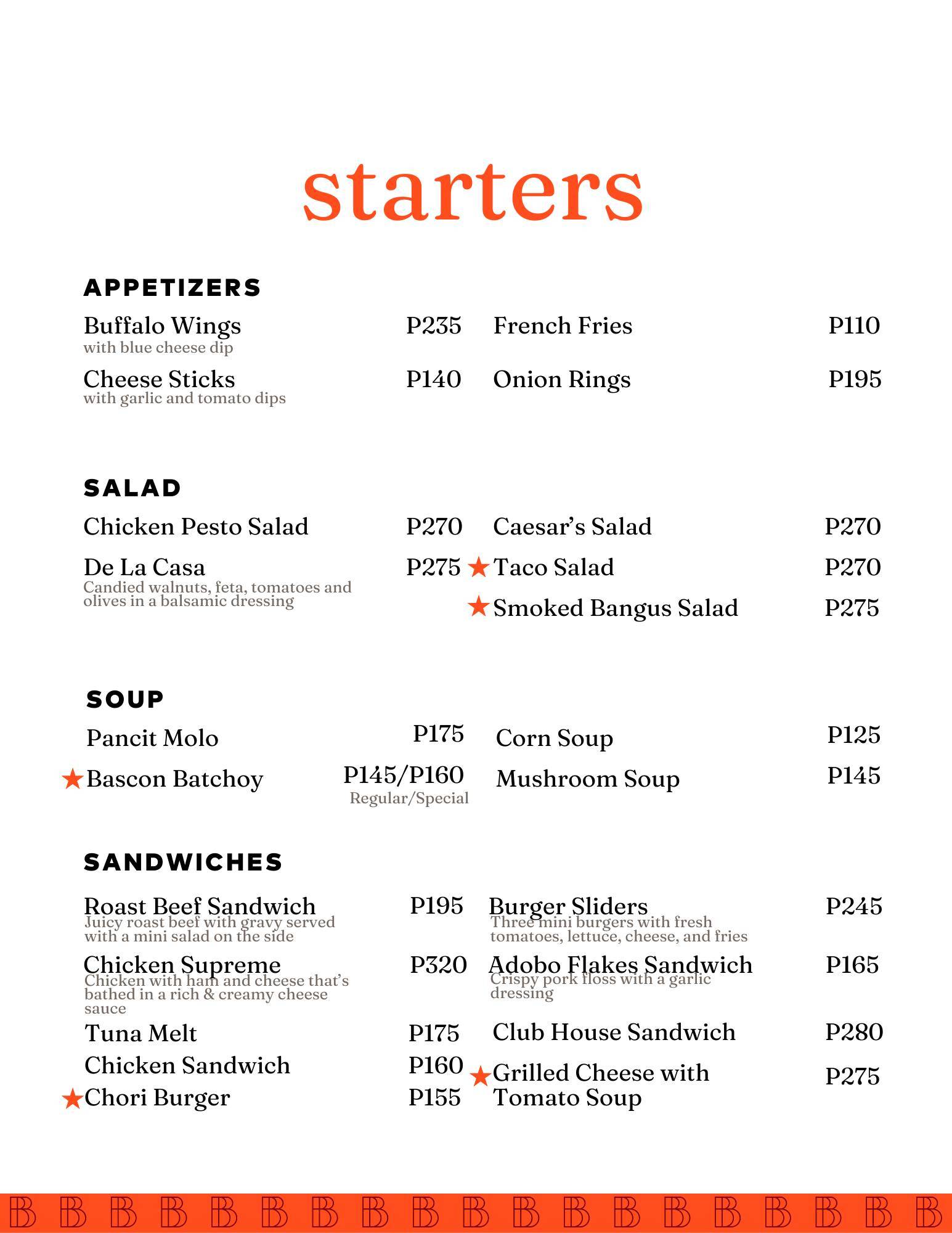 Menu at Bascon Cafe, Bacolod, 27 Lacson St