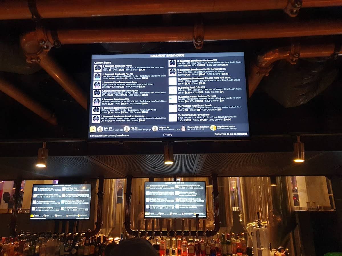 Menu at Basement Brewhouse pub & bar, Bankstown