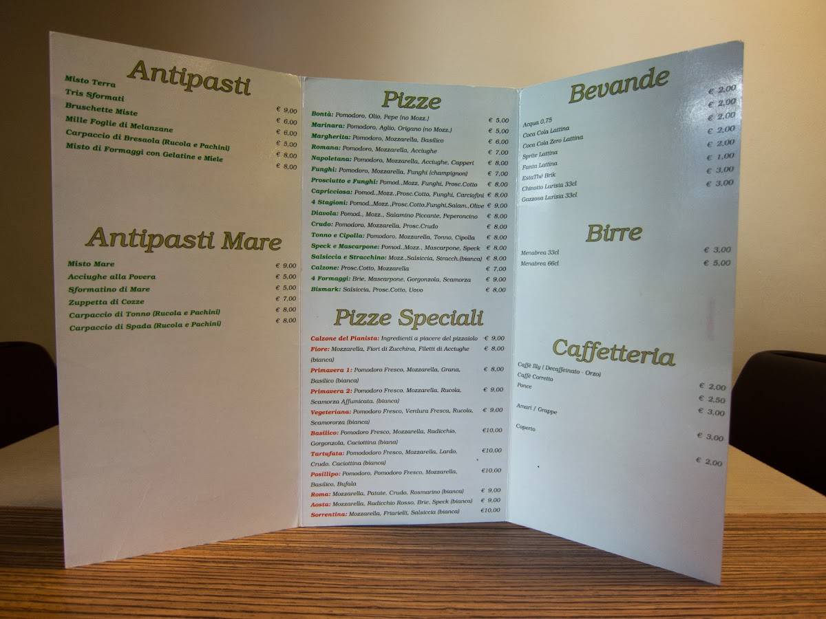 Menu at Basilico restaurant, Livorno