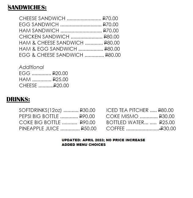 Menu at NG Wanam Food House restaurant, Batangas