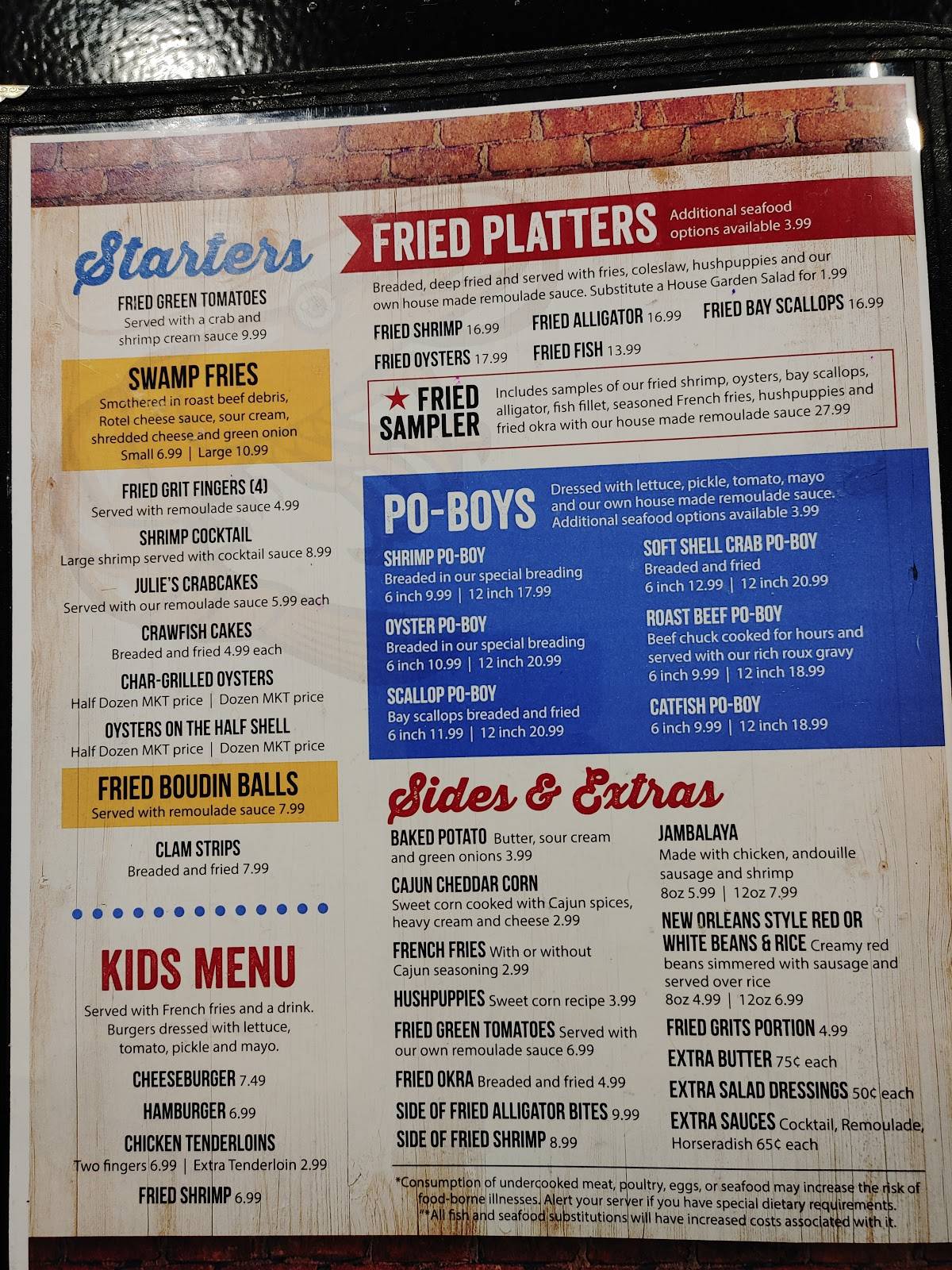 Menu at Bayou Boys restaurant, Johnson City, N Roan St Suite A-1