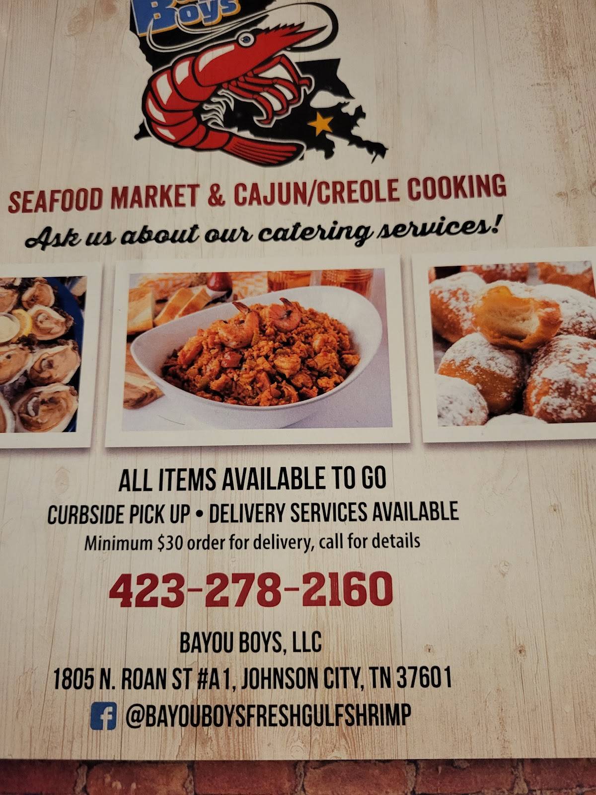 Menu at Bayou Boys restaurant, Johnson City, N Roan St Suite A-1