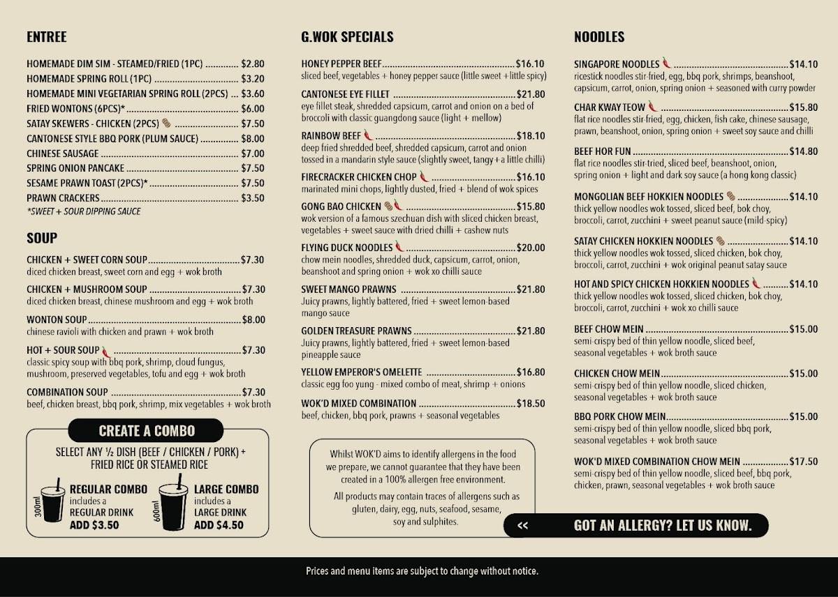 Menu at g.wok’d (Wok'd Croydon) restaurant, Croydon South