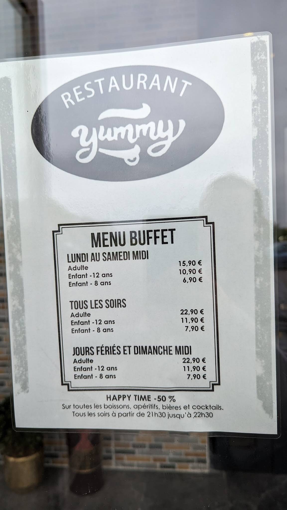Menu at Yummy restaurant, Beauvais