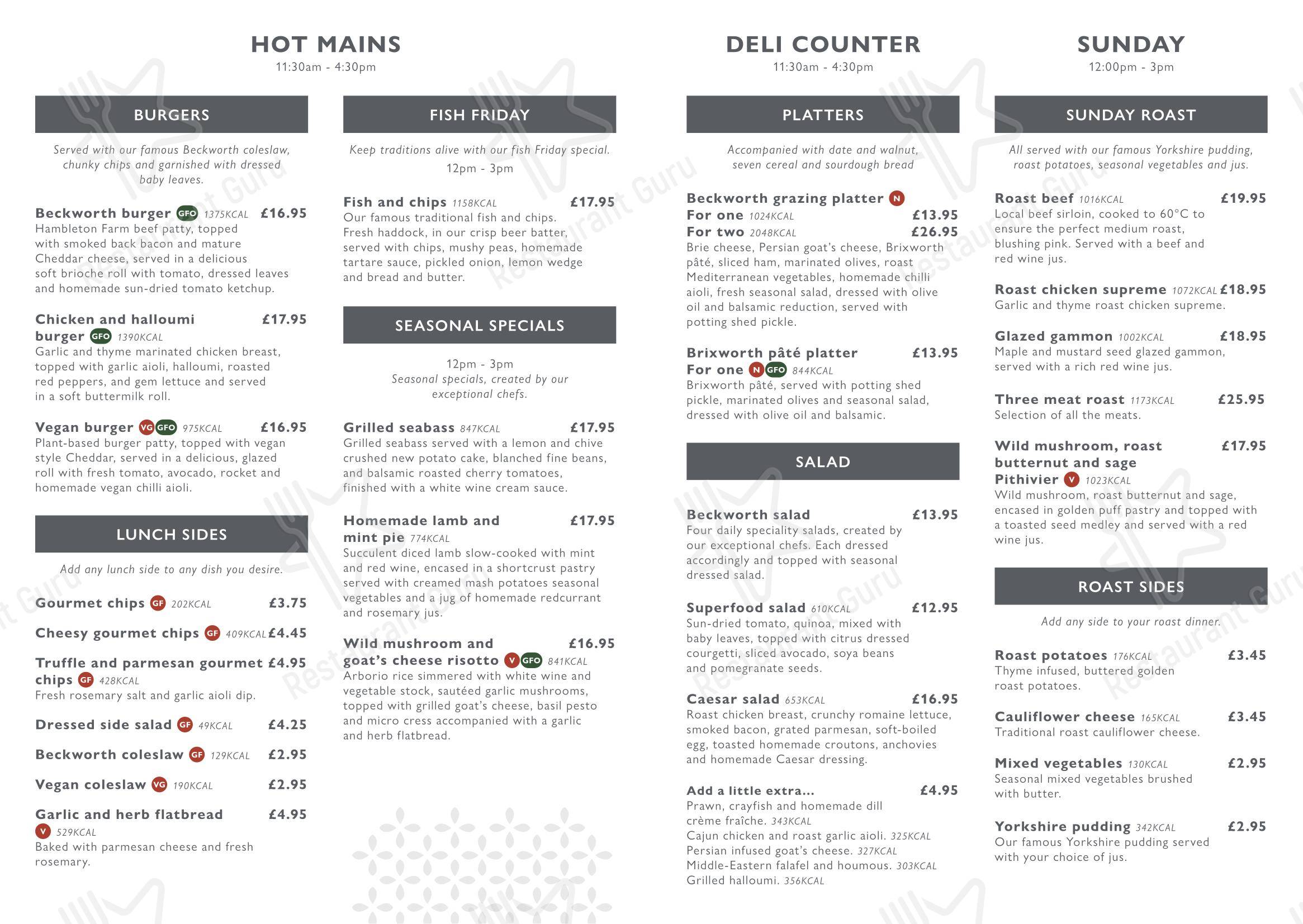 Menu at Beckworth Emporium cafe, Northampton