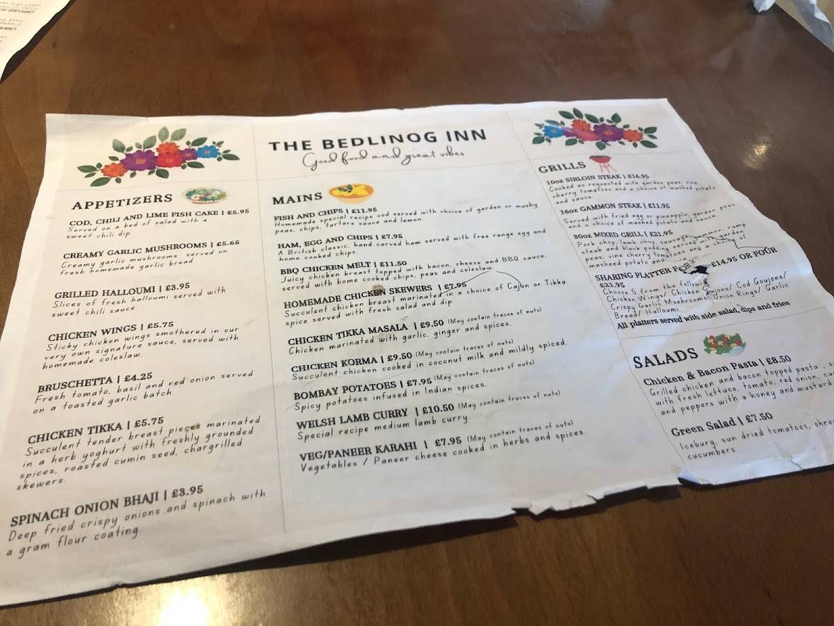 Menu at Bedlinog Inn pub & bar, Treharris