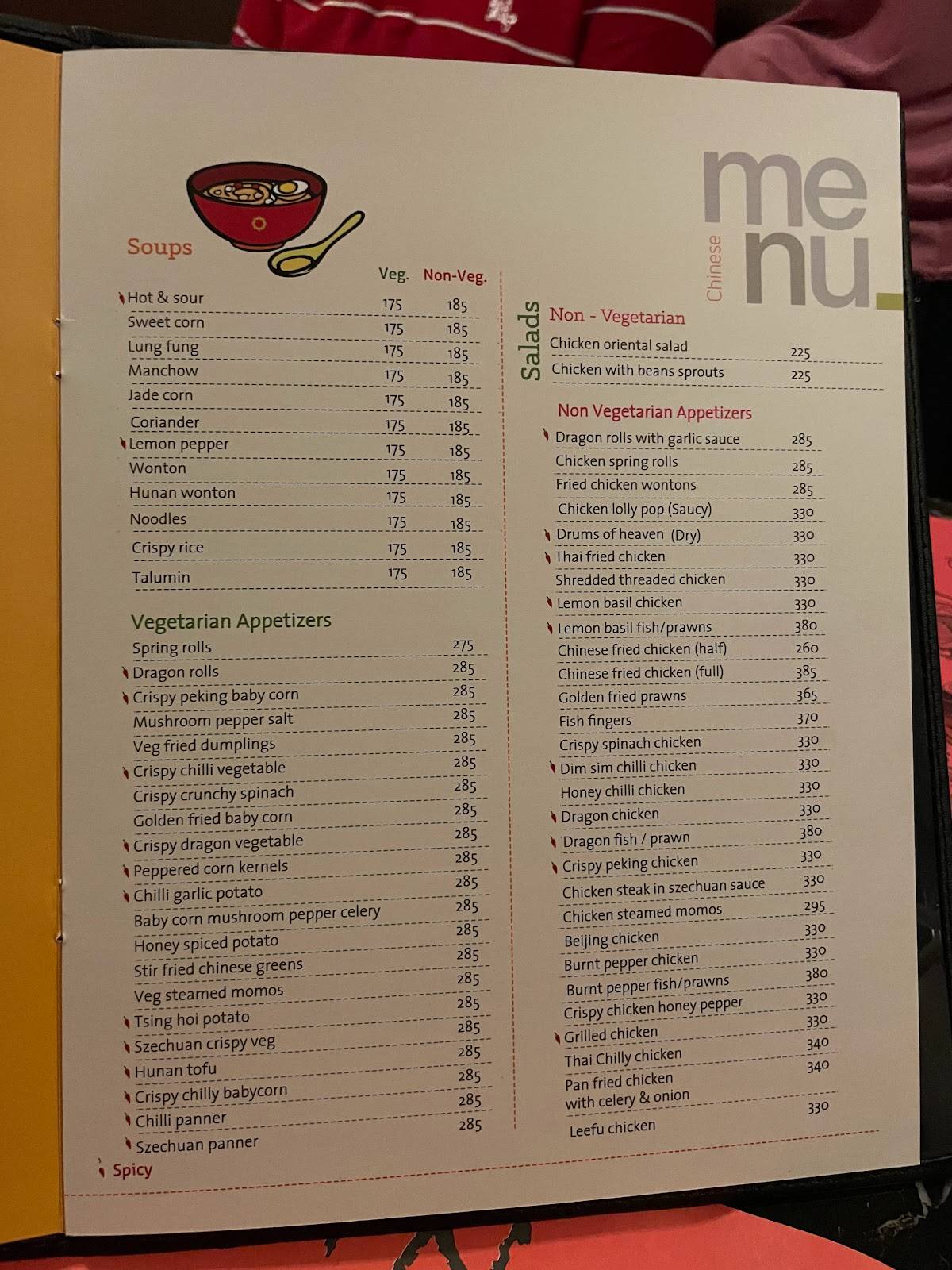 Menu at Beijing Bites, Tiruchirappalli