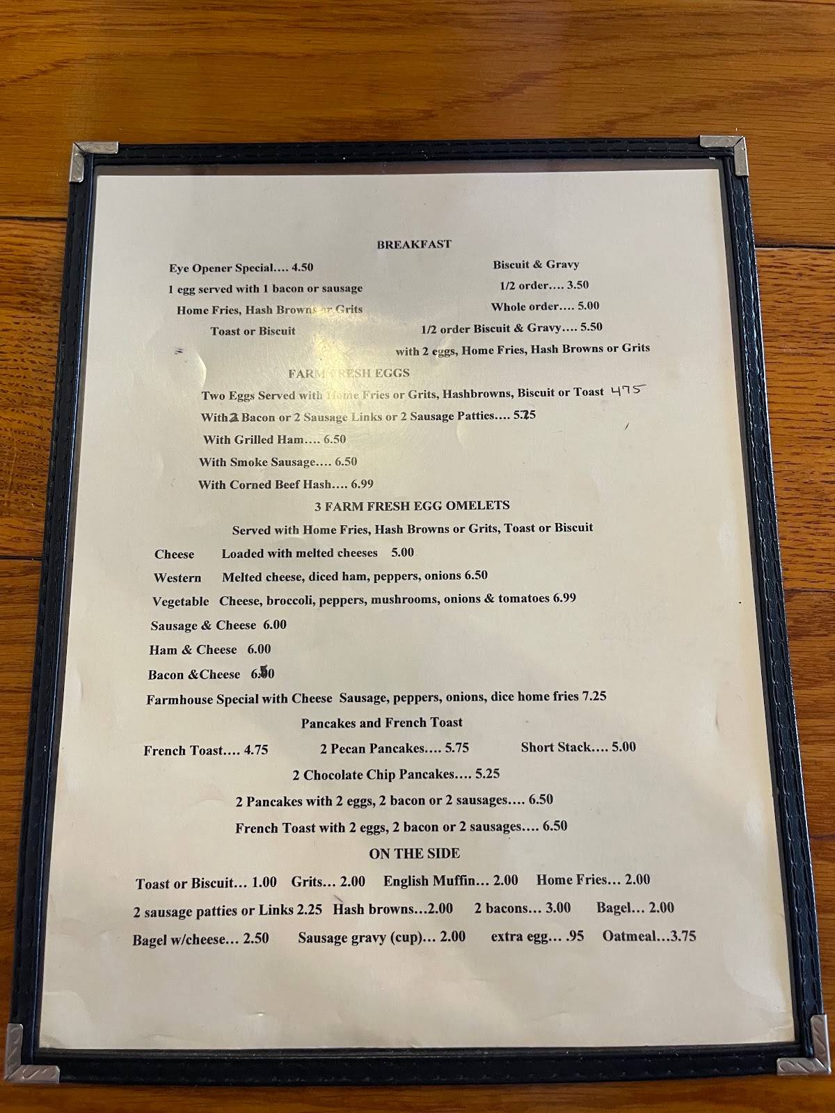 Menu at Farmhouse Restaurant, Belleview