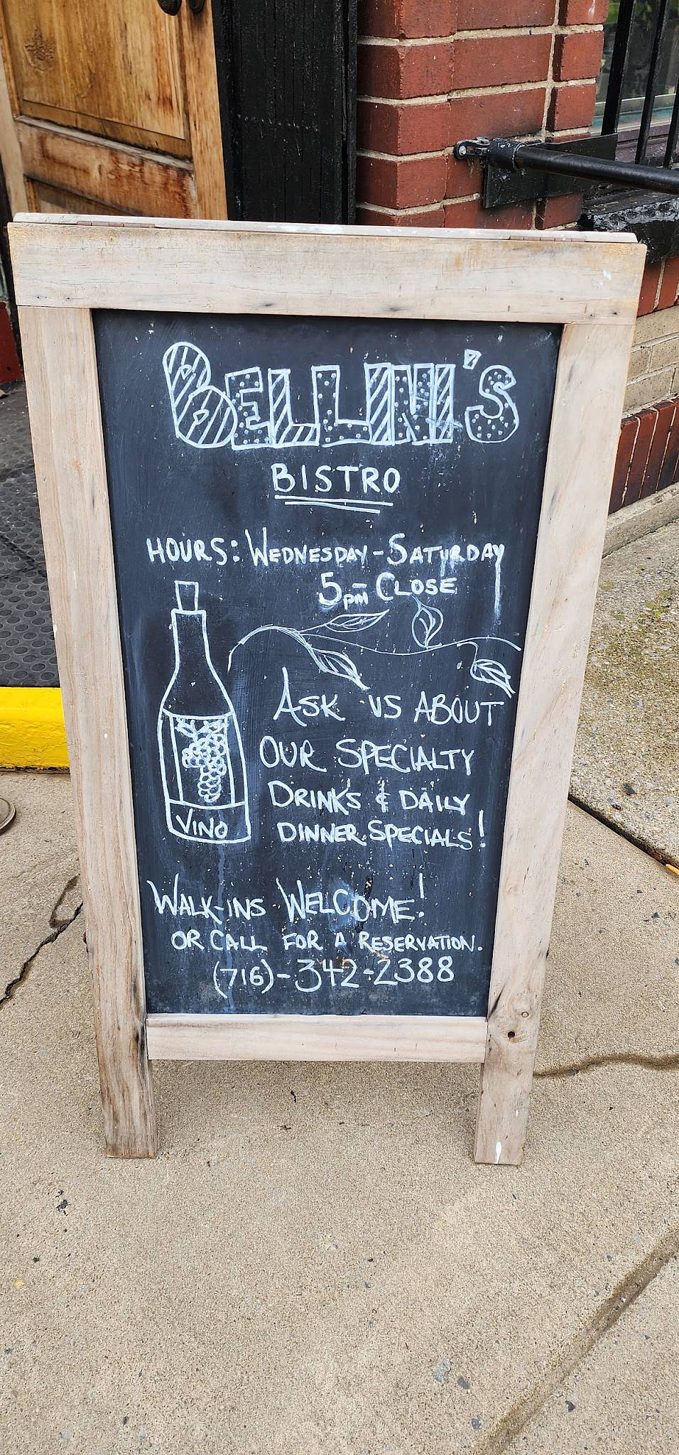 Menu at Bellini's Bistro restaurant, Buffalo