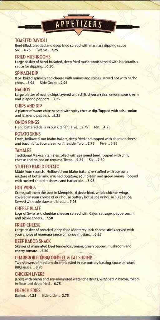 Menu at Belmont Grill pub & bar, Memphis, Poplar Ave