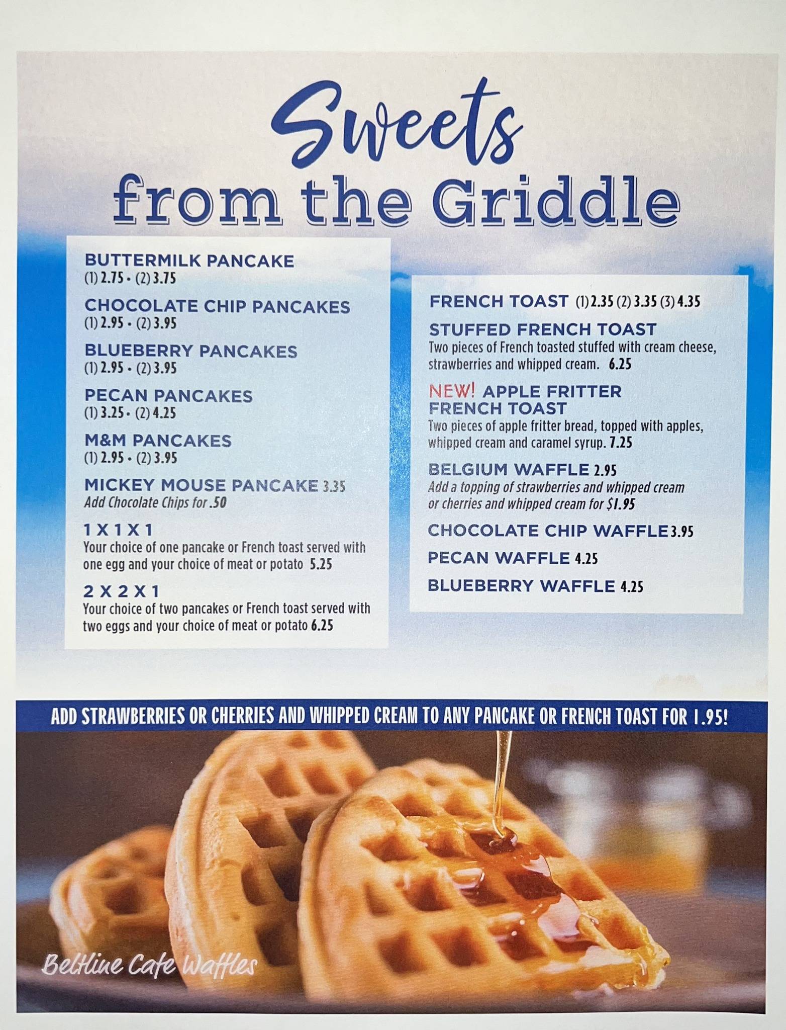 Menu at Beltline Cafe, Freeport