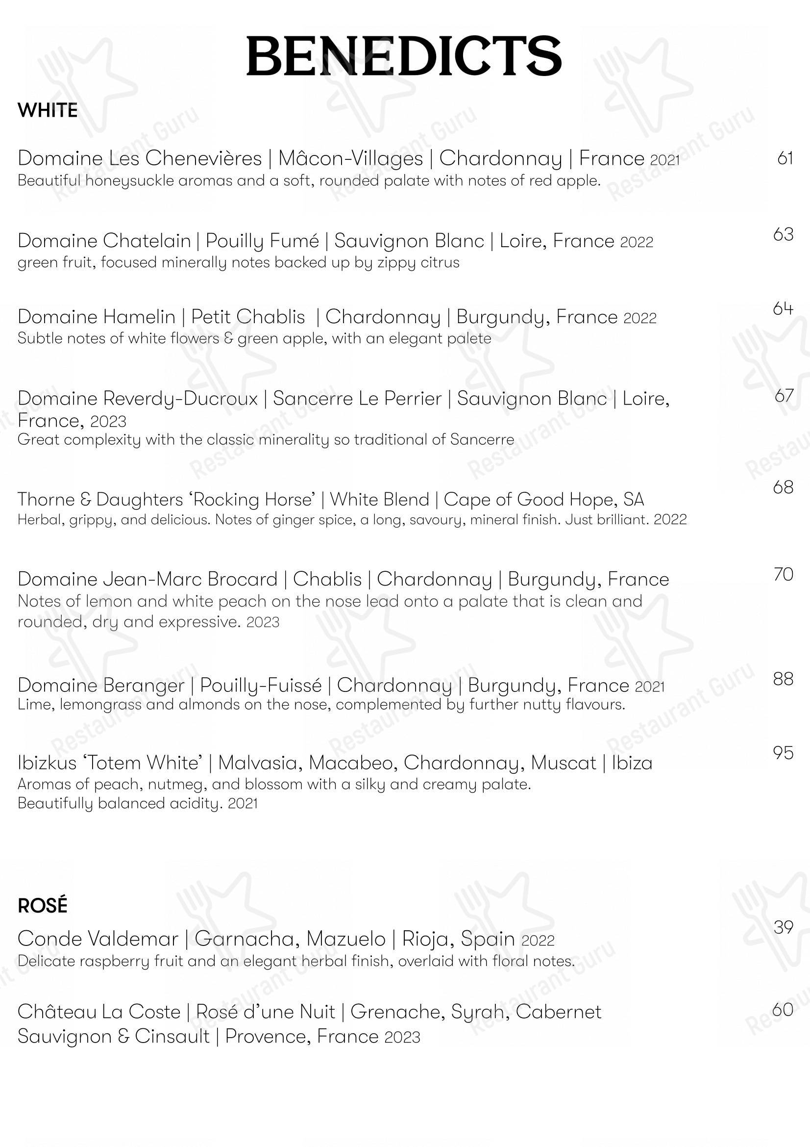Menu at Benedicts restaurant, Norwich, 9 St Benedicts St