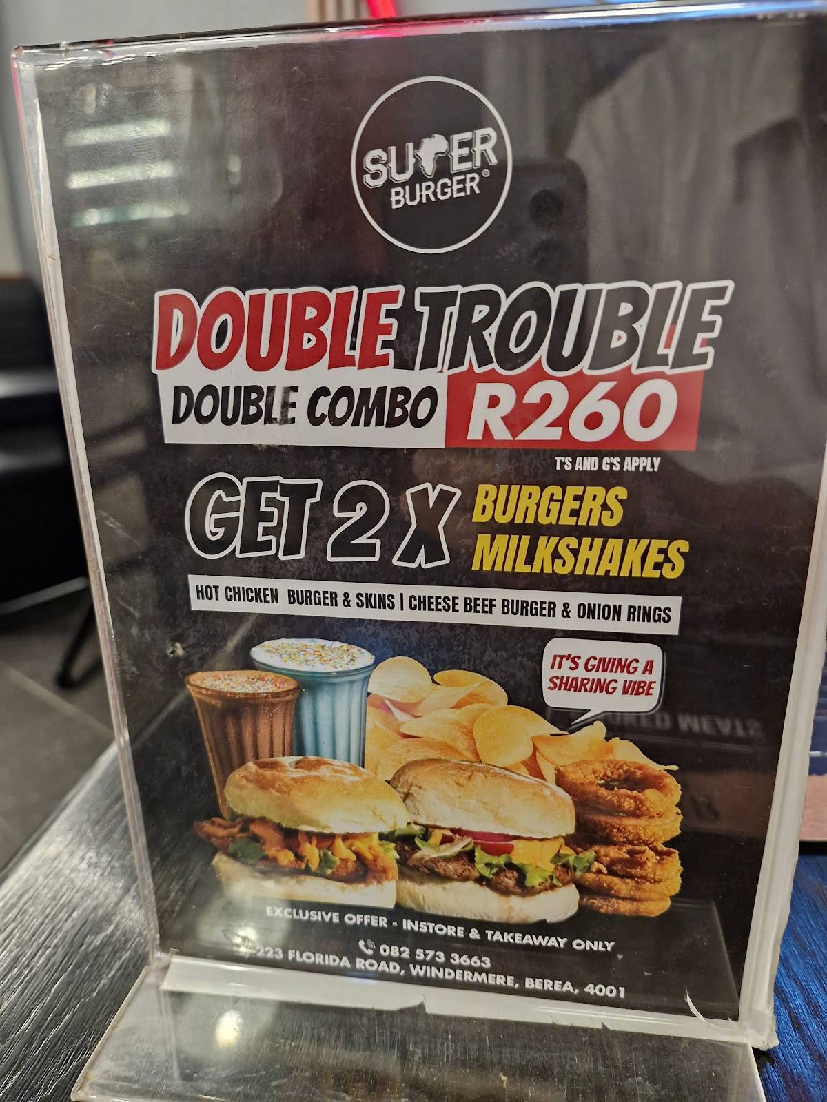 Menu at Super Burger restaurant, Berea